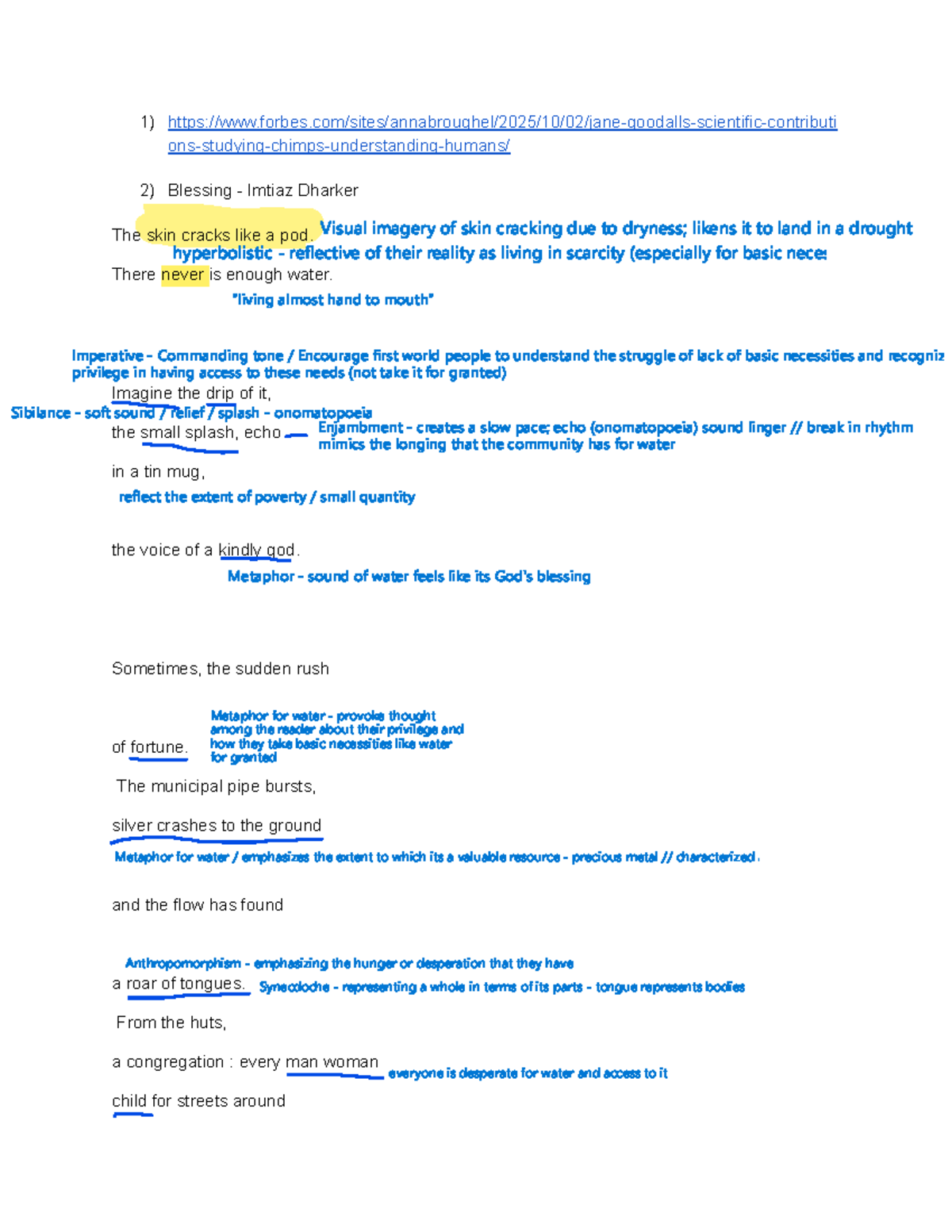 Imtiaz Dharker's "Blessing": Visual Imagery & Themes in Water Access ...