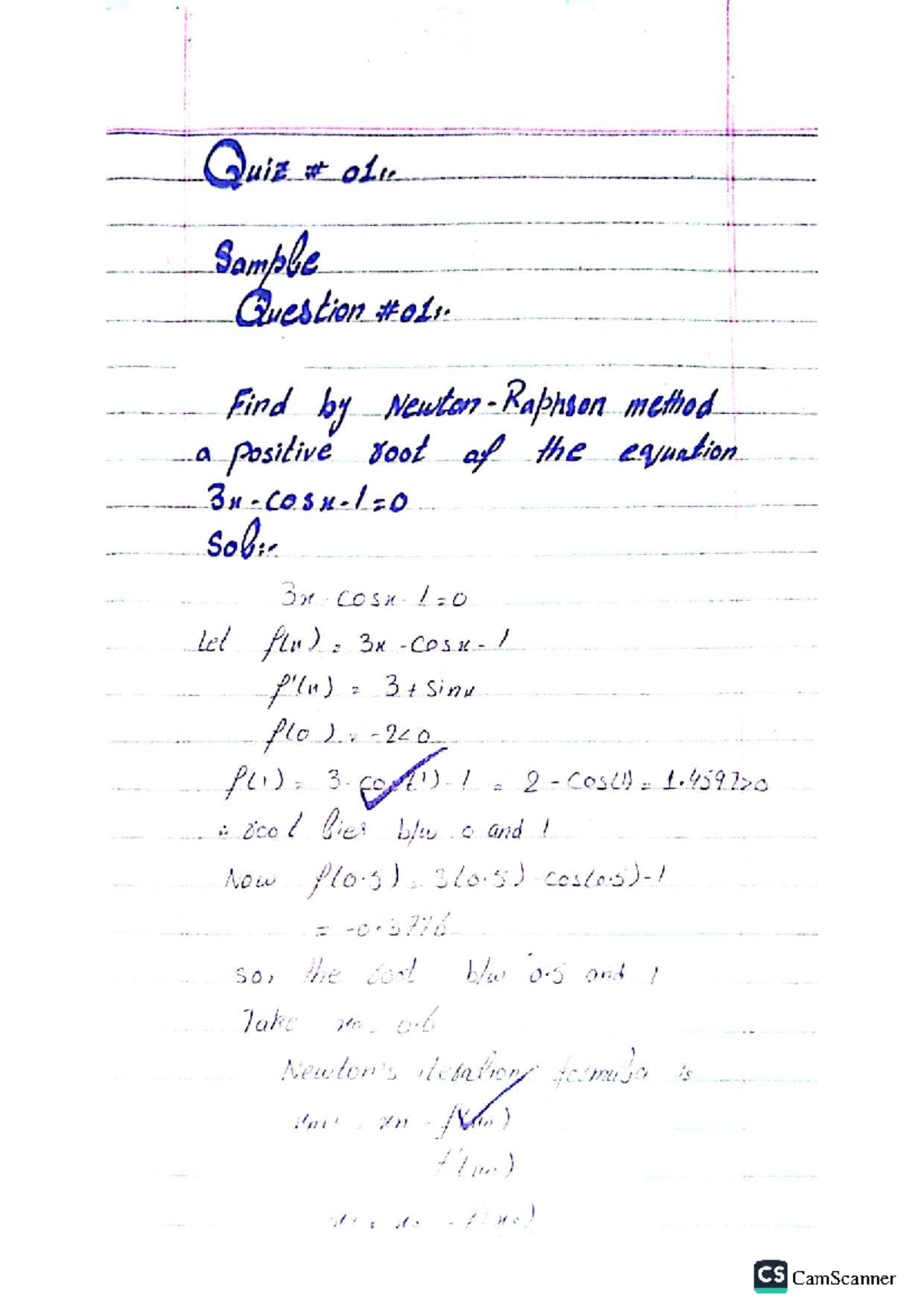 Quiz #01: Newton-Raphson Method for Finding Roots - Studocu