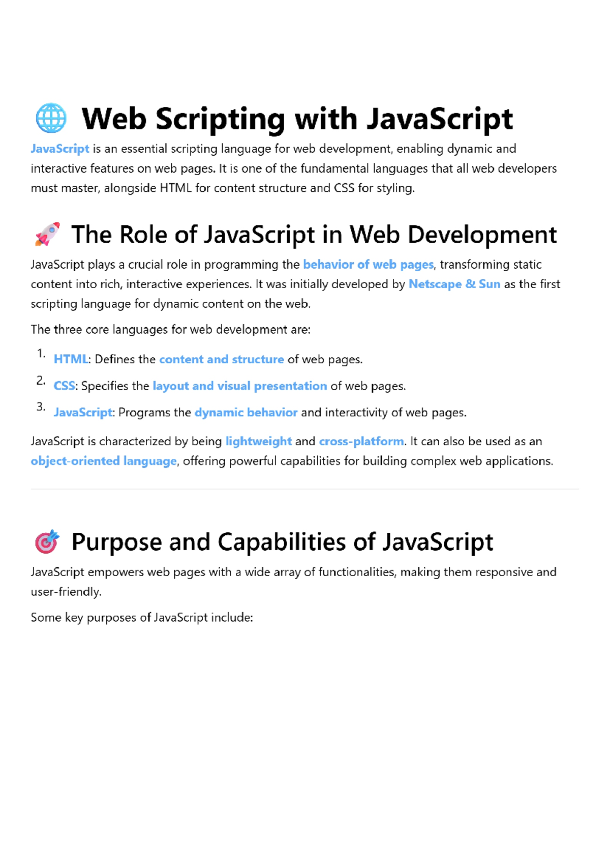 JavaScript Essentials: A Comprehensive Guide for Web Development (Note 2026) - Studocu