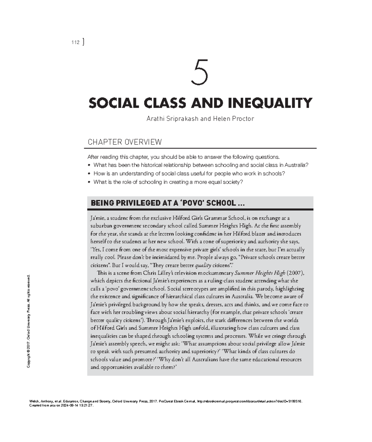 Social Class and Inequality in Education - CH 5 Insights - Studocu
