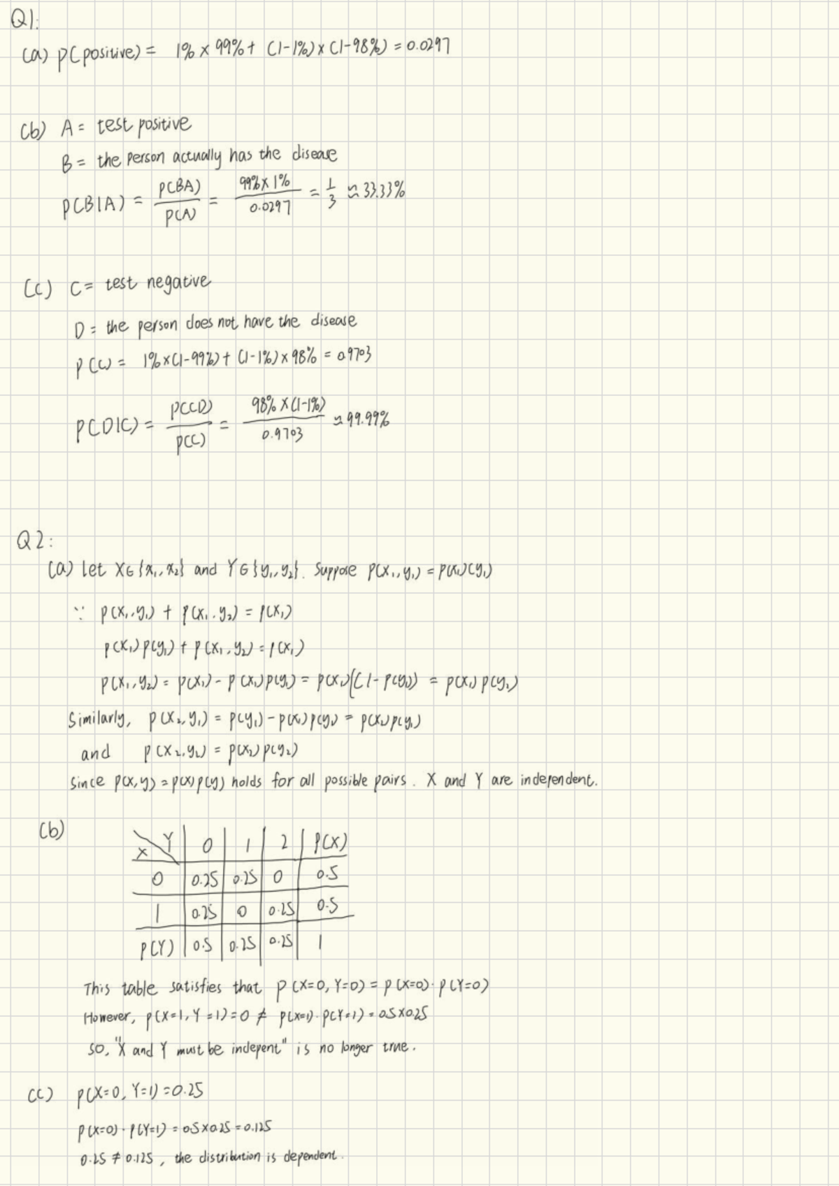 Statistical Analysis of Independence and Conditional Probability - HW2 ...