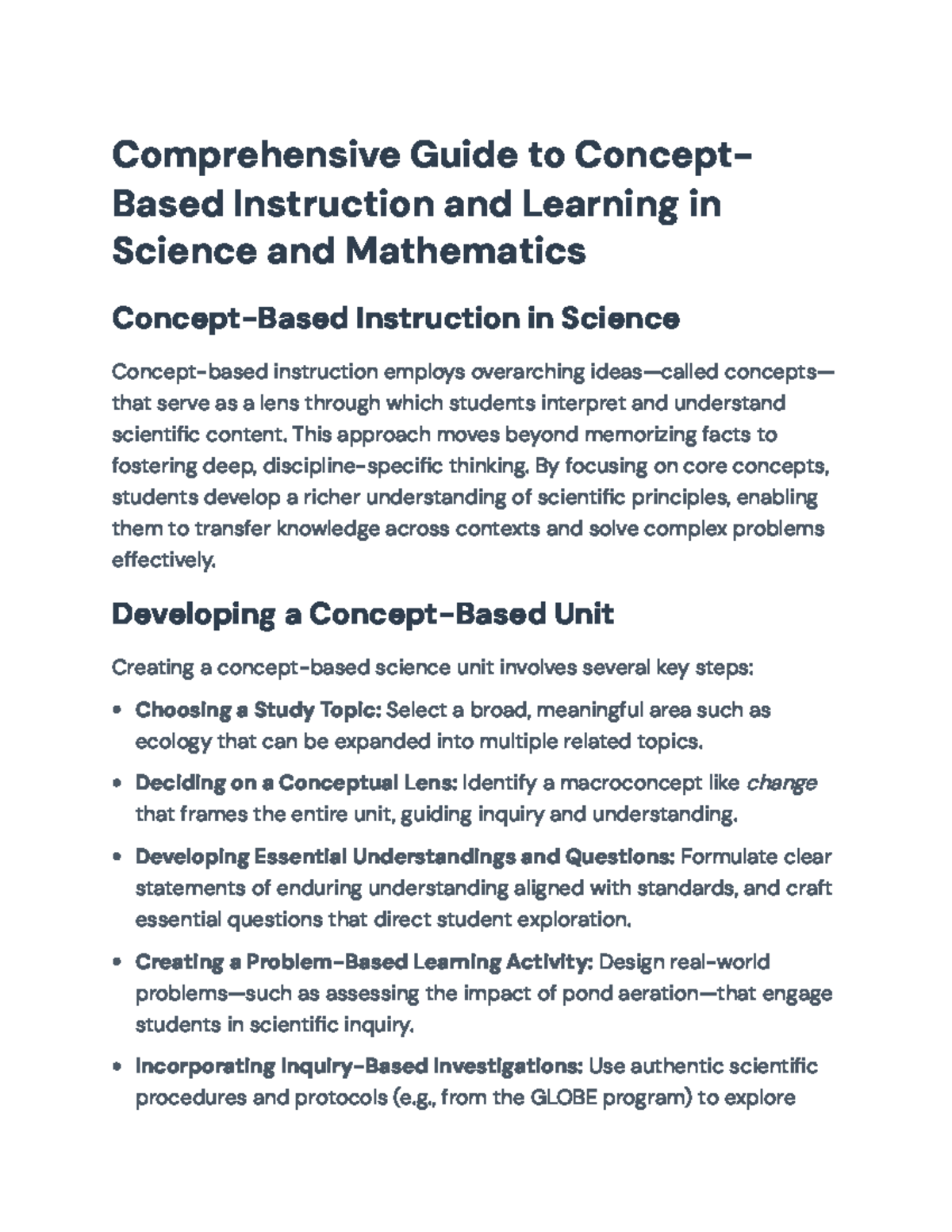 Comprehensive Guide to Concept-Based Instruction in Science & Math ...