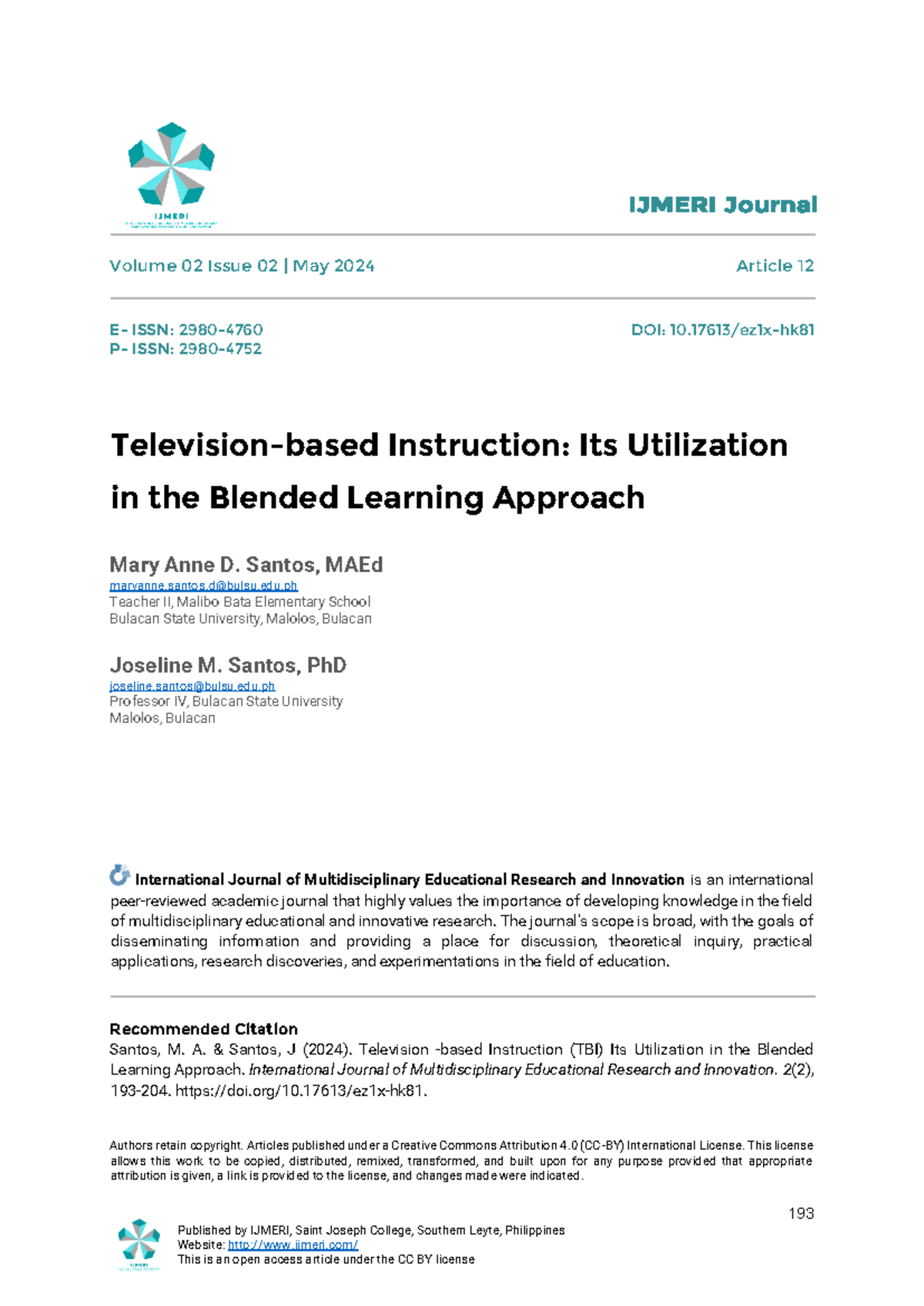 12 - Lesson on Television-Based Instruction in Blended Learning - Studocu