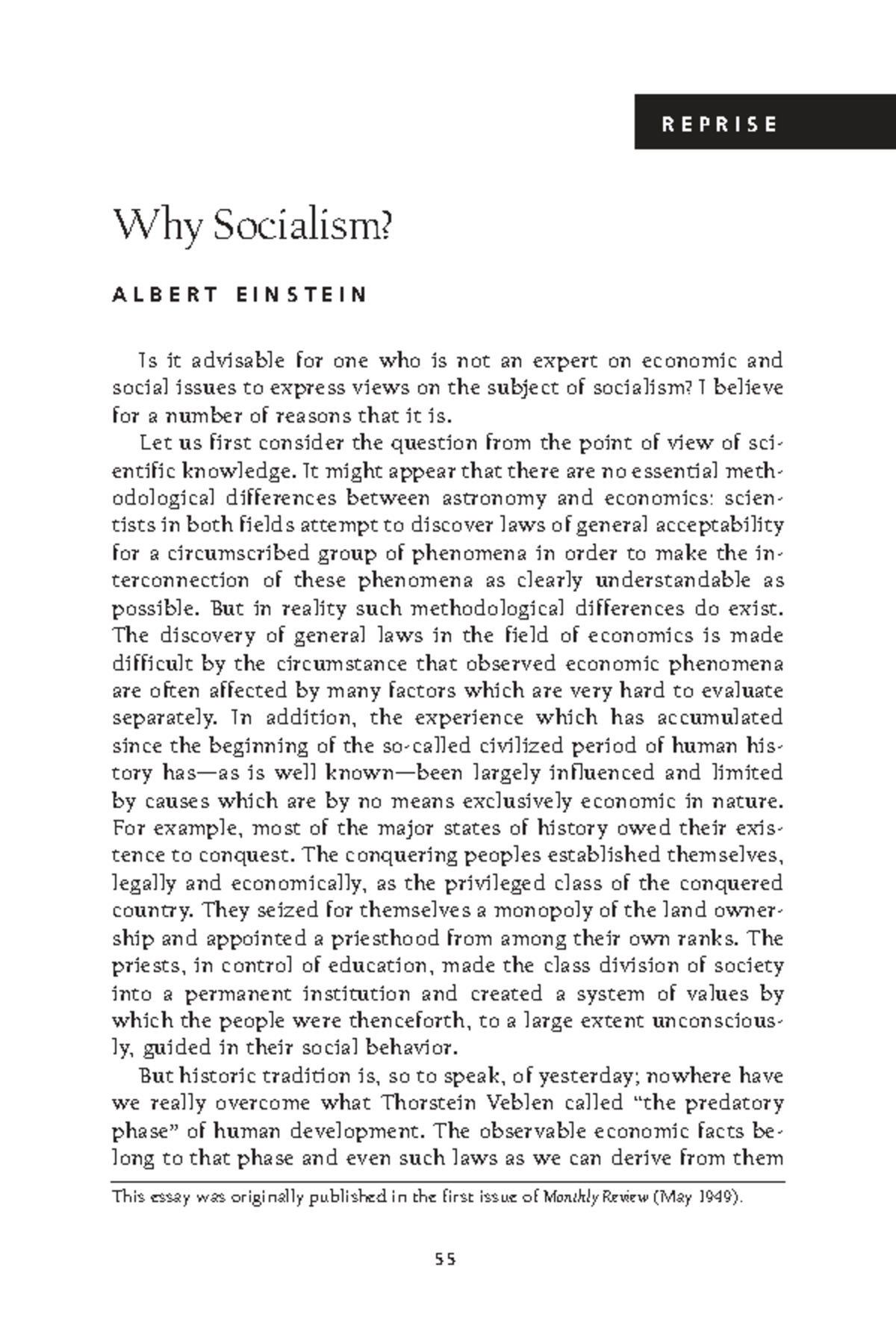 Why Socialism? Insights from Einstein's Perspective on Economics - Studocu