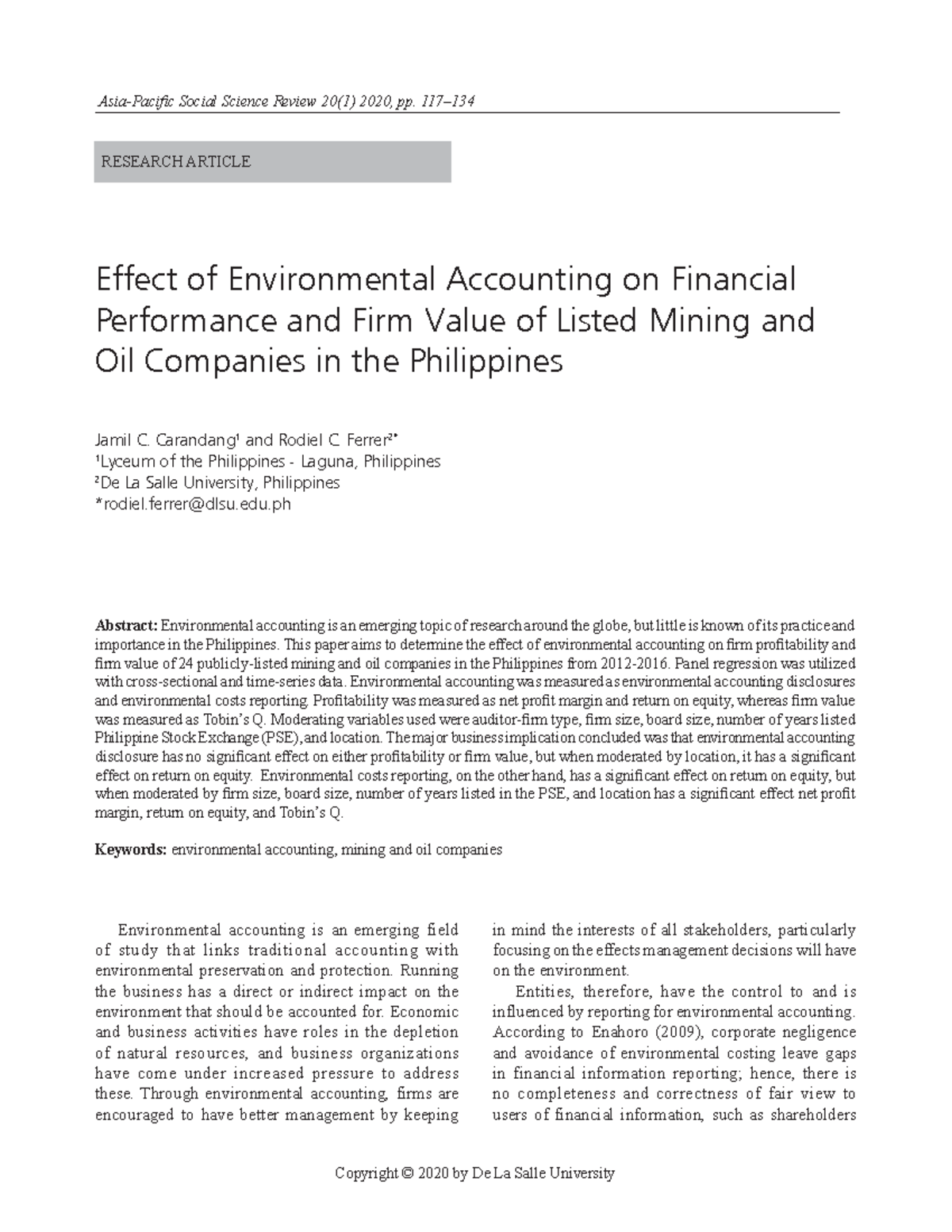 Effect of Environmental Accounting on Firm Value in PH Mining & Oil ...