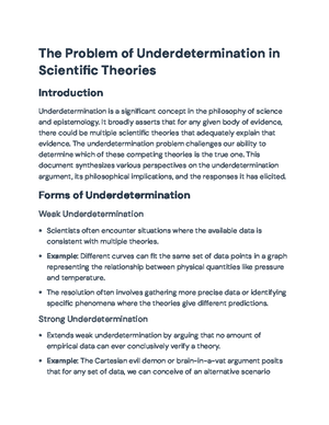 Understanding Underdetermination in Scientific Theories - Understanding ...
