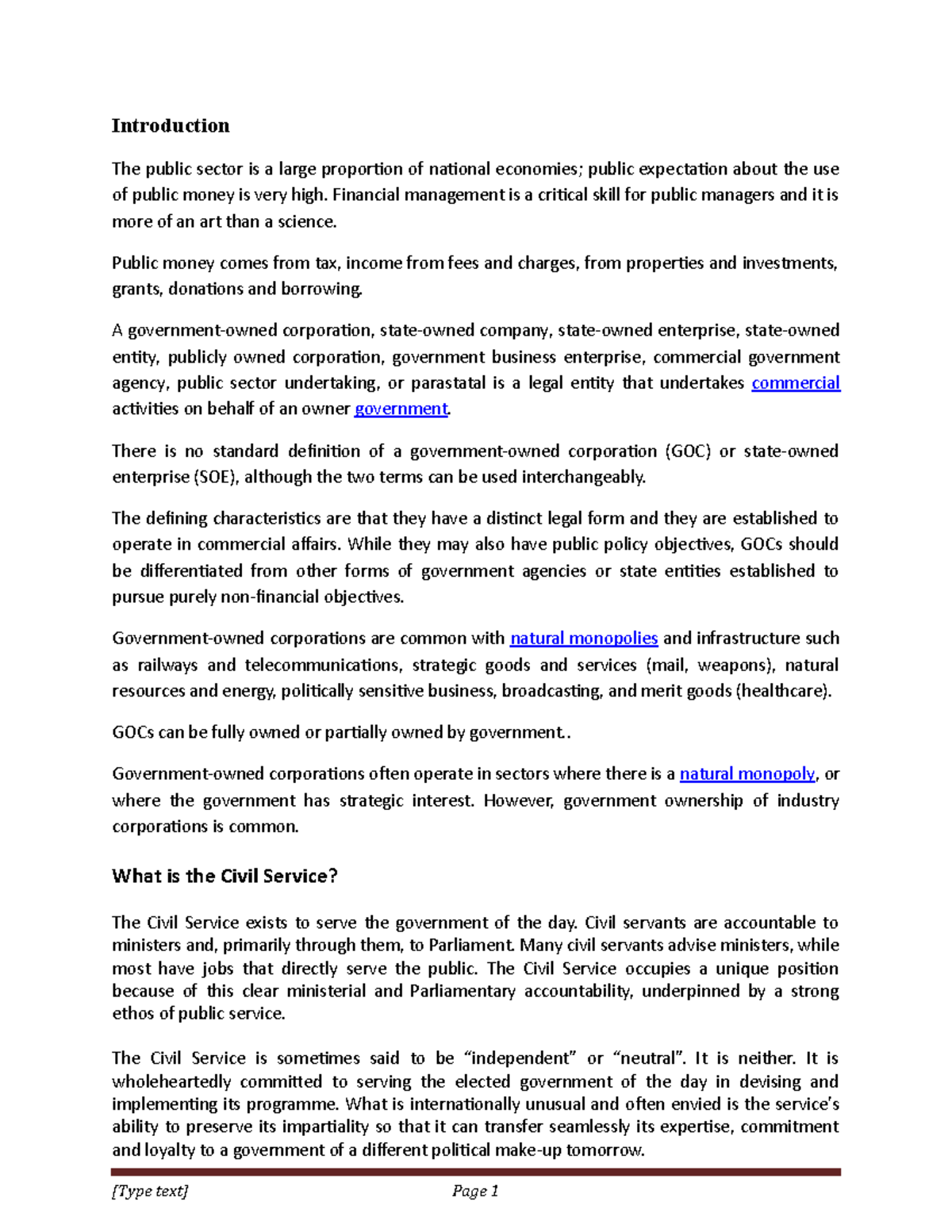 Lesson 1 introduction-1 - Introduction The public sector is a large ...