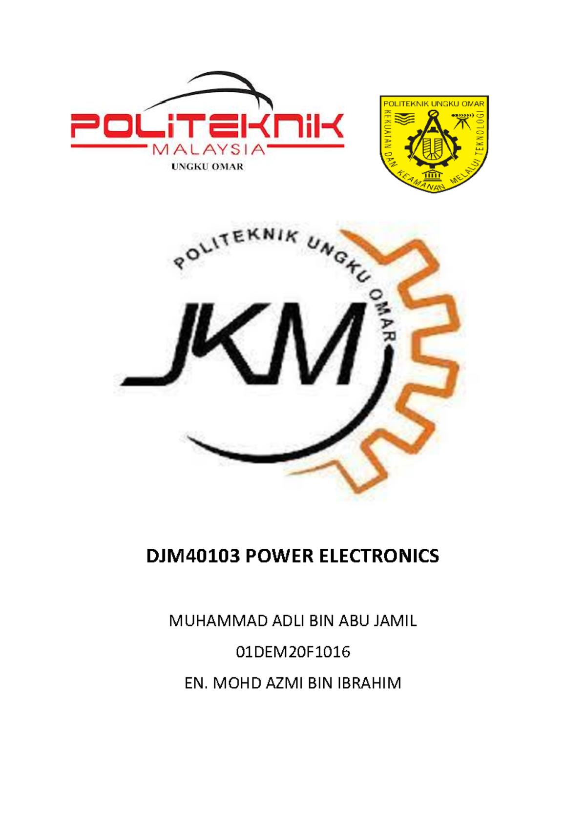 DJM40103 Experiment 3: Speed Control of DC Motor - Studocu