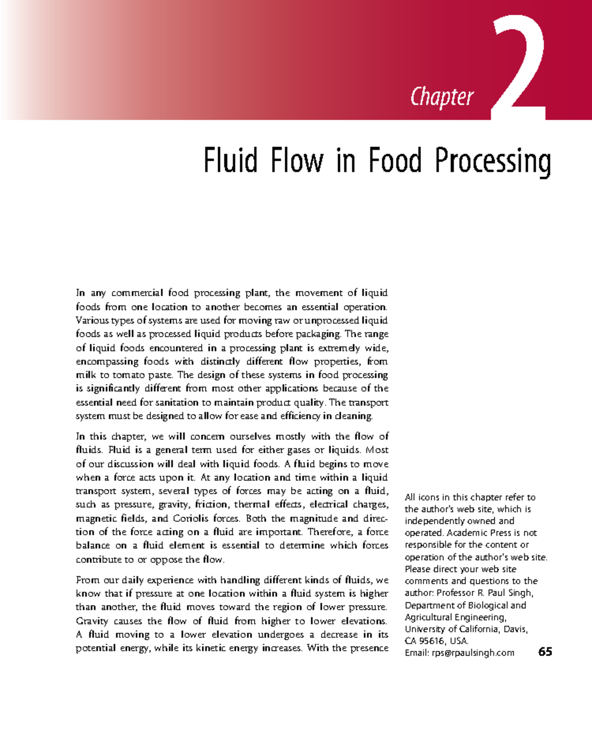 C2: Chapter 2 - Fluid Flow in Food Processing Systems - Studocu