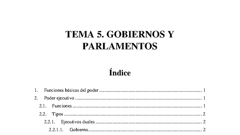 TEMA 5: GOBIERNOS Y PARLAMENTOS - Análisis de Funciones y Estructuras ...