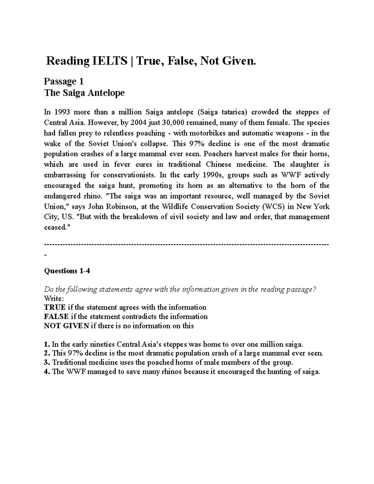 TFNG - fasdfas - Reading IELTS | True, False, Not Given. Passage 1 The ...