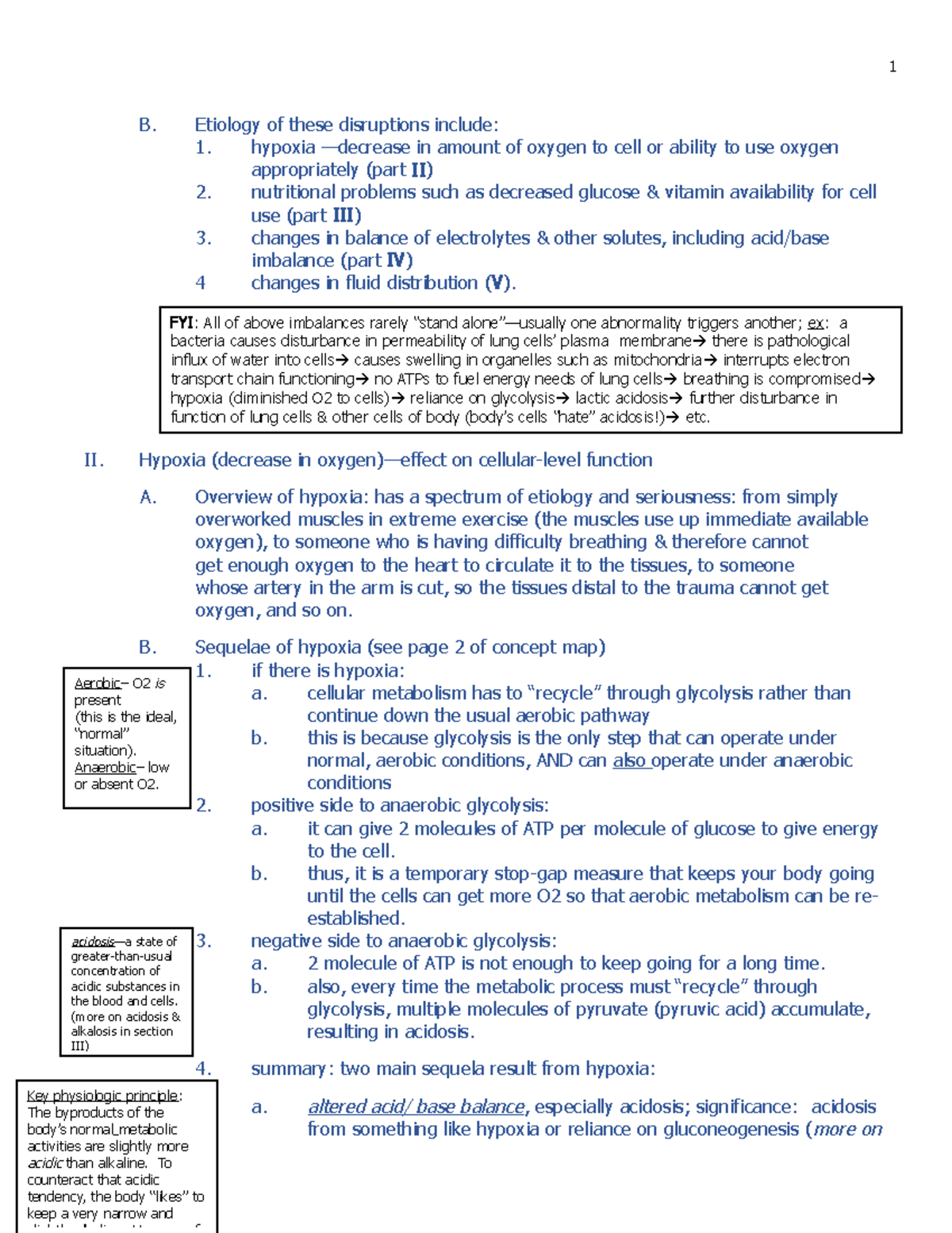 Pathophysiology Exam 1 Lecture notes - B. Etiology of these disruptions ...