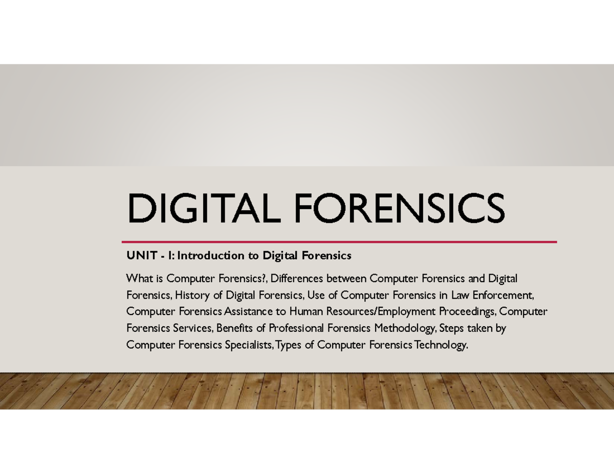 Digital Forensics - Unit 1: Introduction & Key Concepts - Studocu