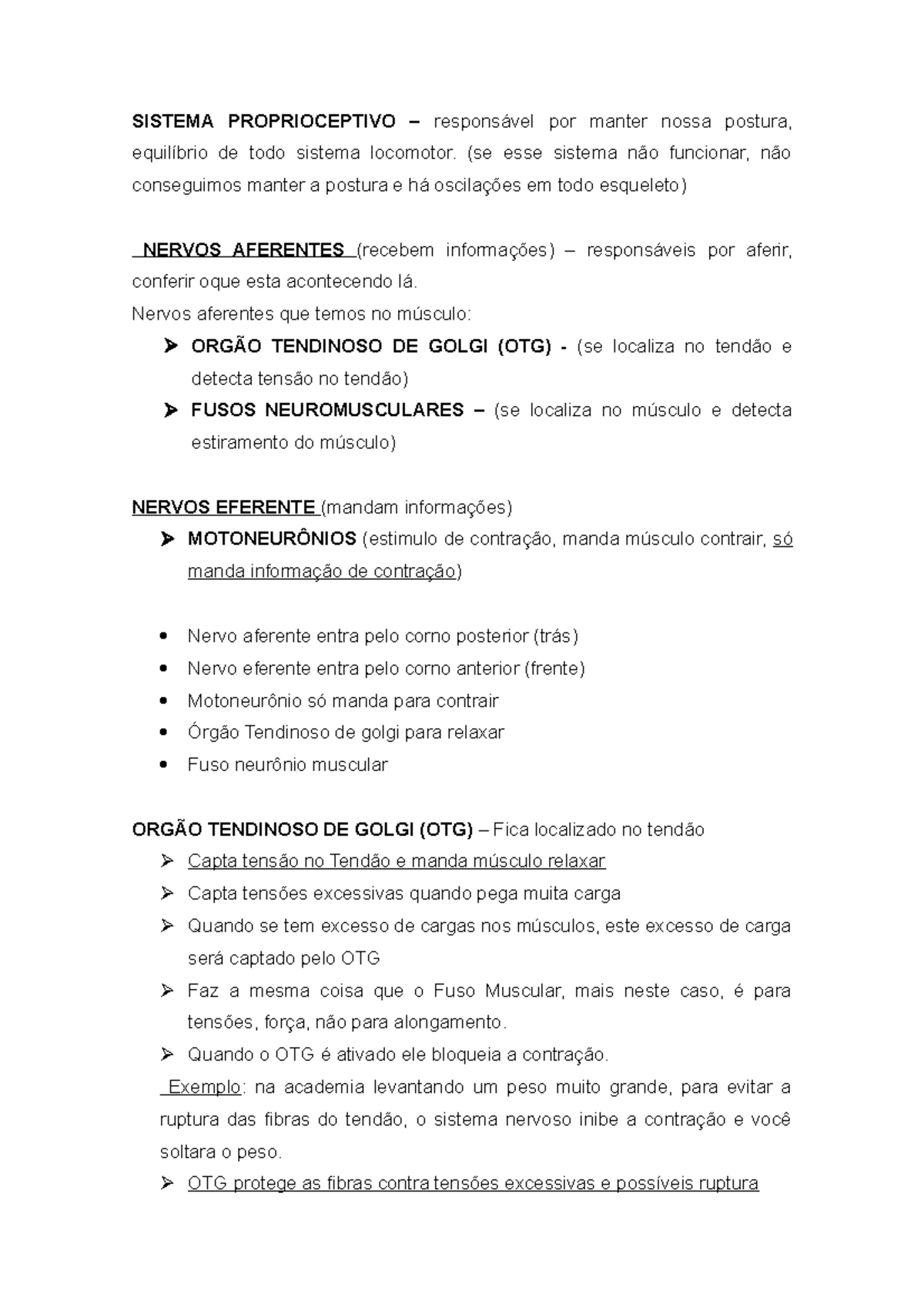 Sistema Proprioceptivo: Funções e Estruturas dos Nervos Aferentes e ...