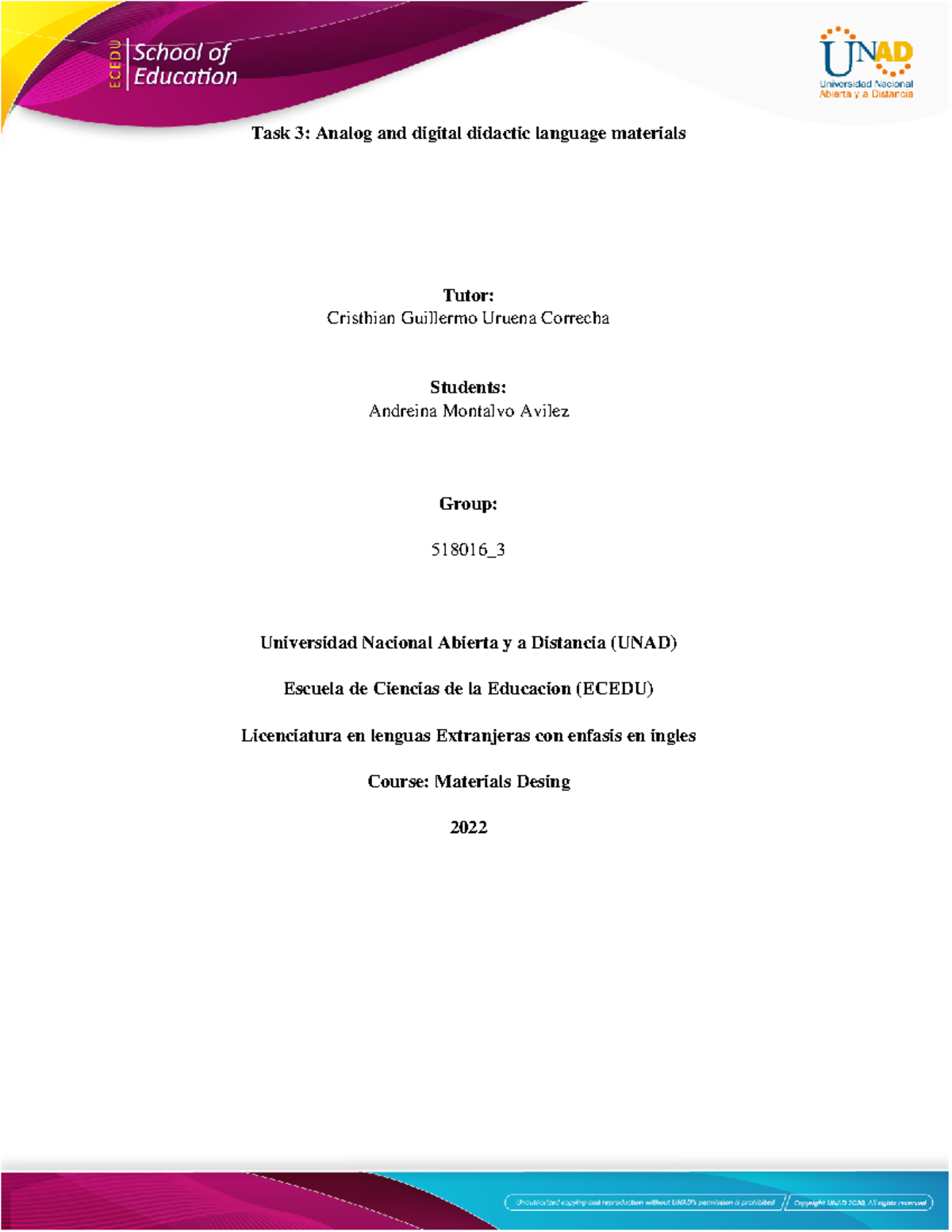 Task 3 - Analog and digital didactic language materials. - Task 3: Analog and digital didactic ...