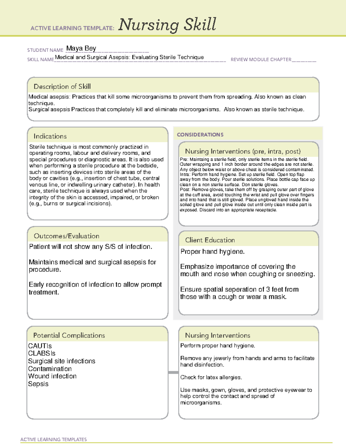Nursing Skill: Mastering Sterile Technique for Medical Asepsis - Studocu
