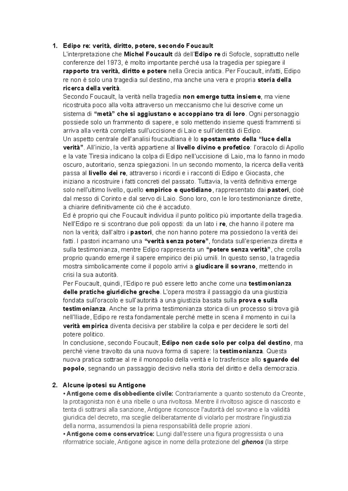 Filosofia e Potere: Analisi di Edipo Re e Antigone secondo Foucault ...