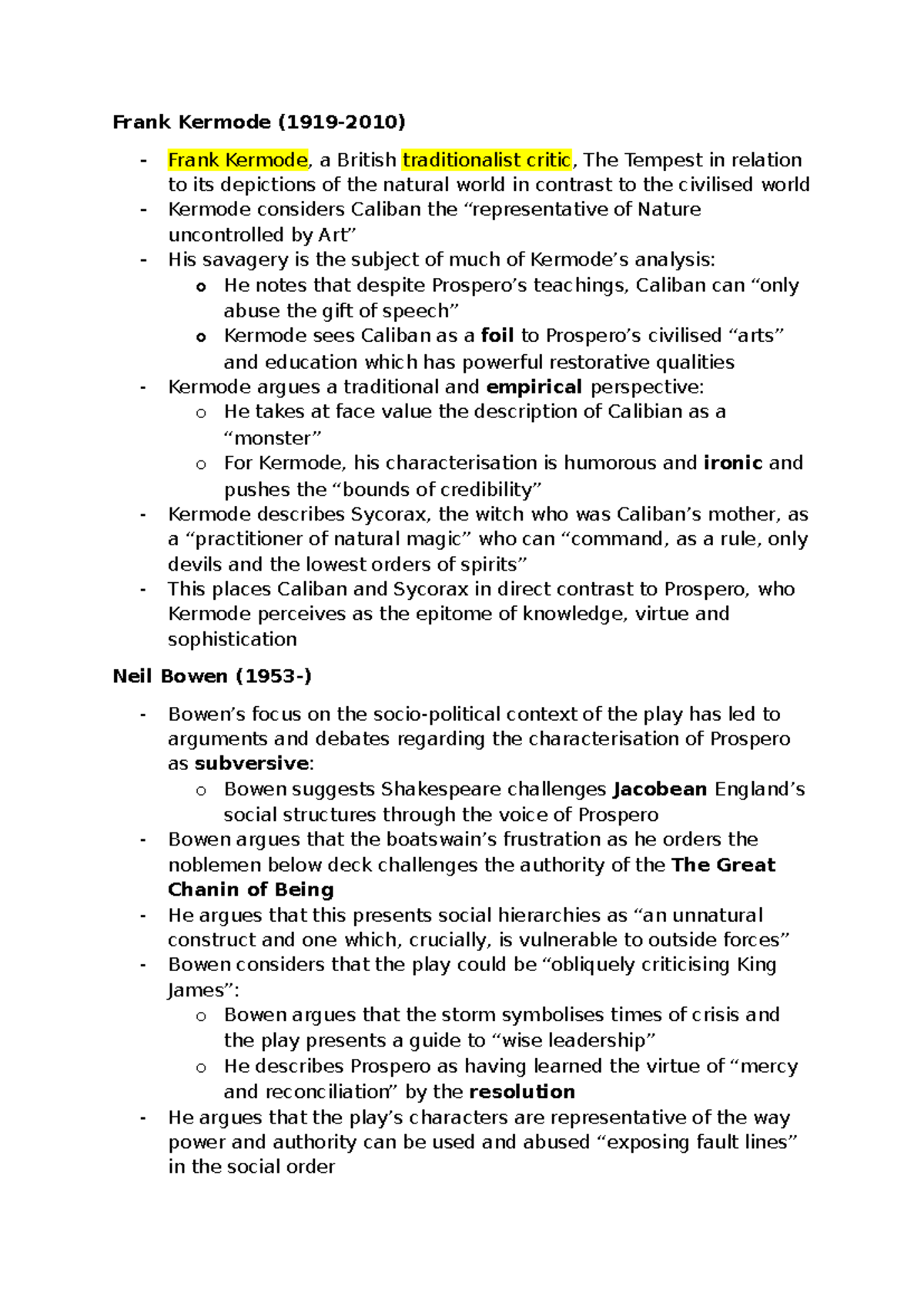 The Tempest: Critical Perspectives and Interpretations (ENG 101) - Studocu