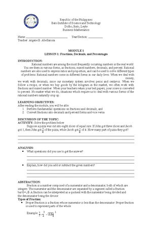 Module 2 (Week 2) - Ratio and Proportion - nRepublic of the Philippines ...