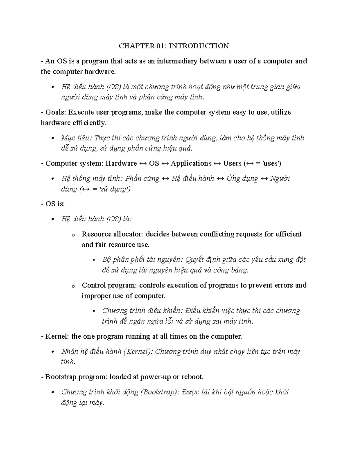 CHAPTER 01: INTRODUCTION TO OPERATING SYSTEMS (OS) - Studocu