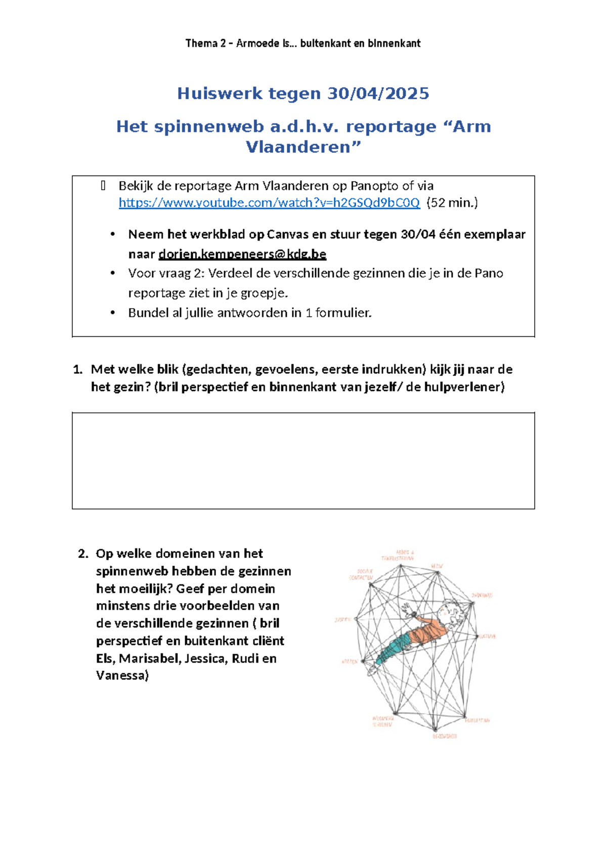 Oefening - Het Spinnenweb - Arm Vlaanderen - Huiswerk tegen 30/04/ Het ...