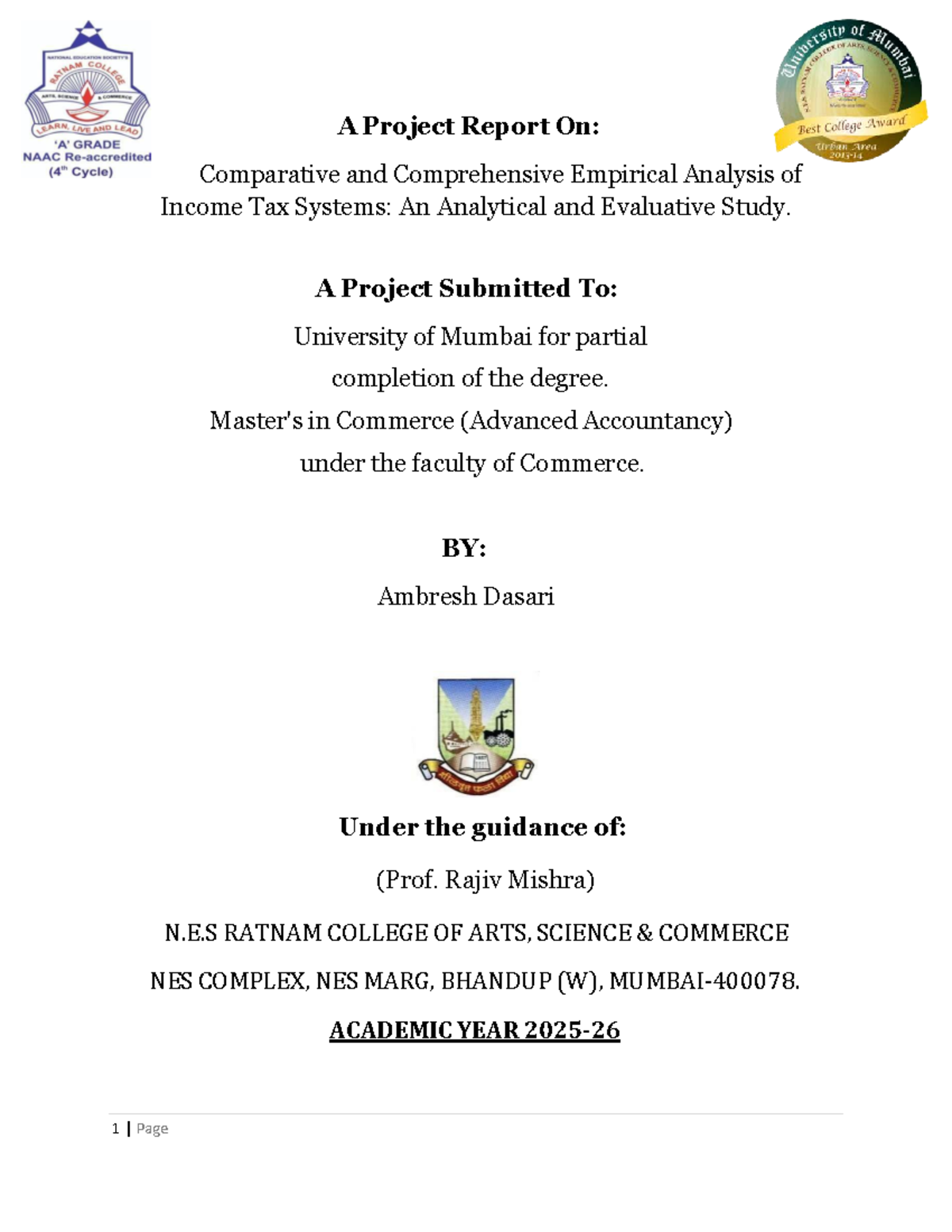 Income Tax Systems: A Comprehensive Analysis (M.Com Project) - Studocu