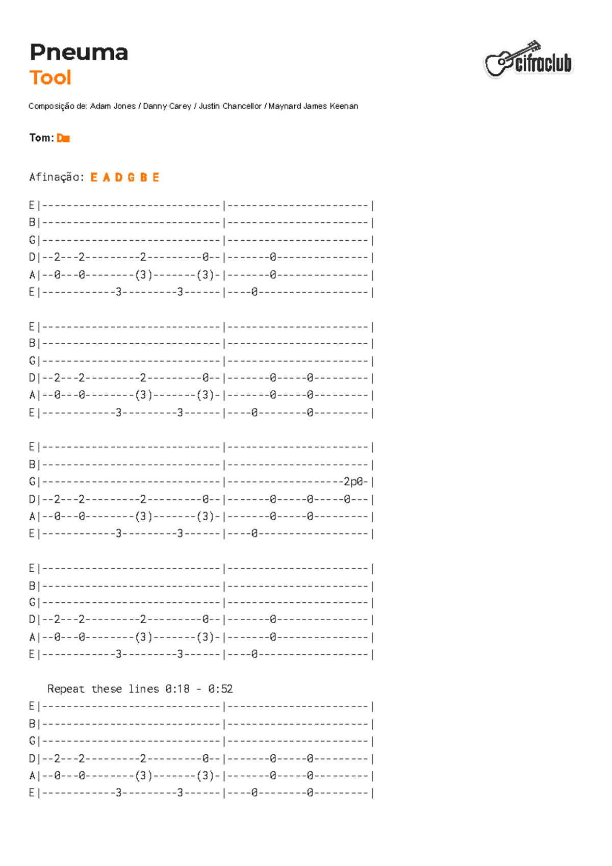 Pneuma - Tool (Dm) - Tab Notes for Music Enthusiasts - Studocu