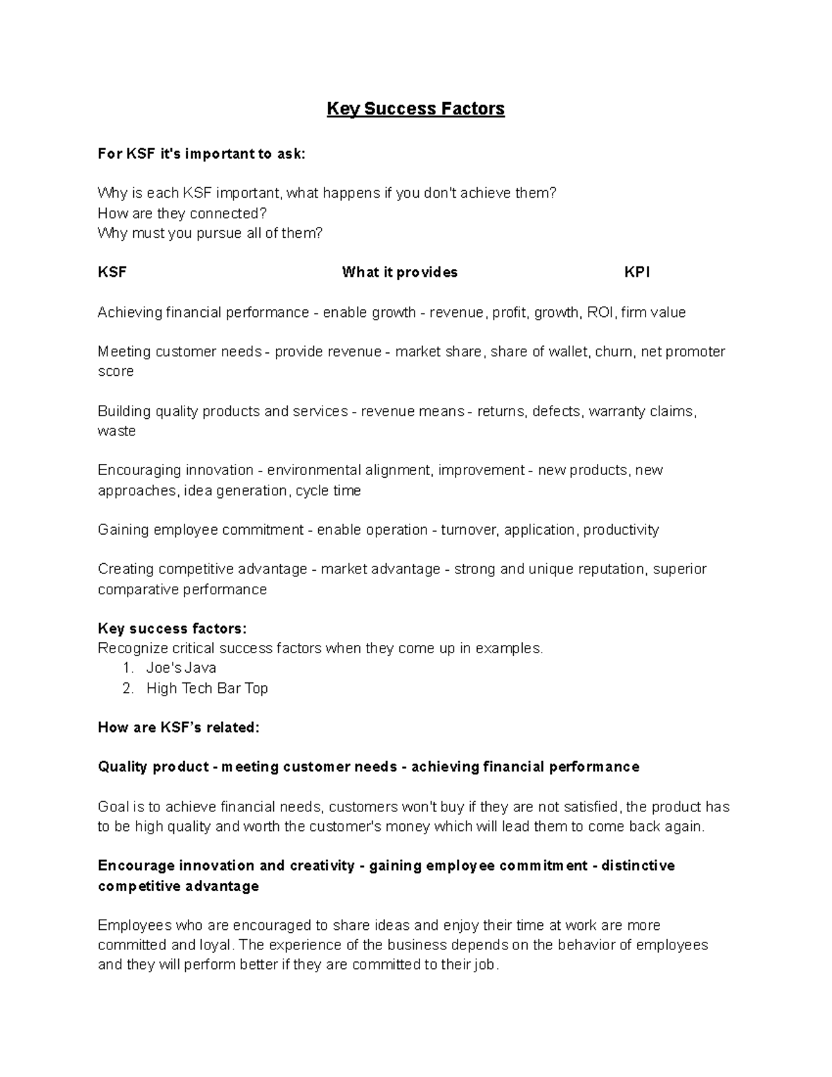 BU111 Key Success Factors and Strategic Analysis Notes - Studocu
