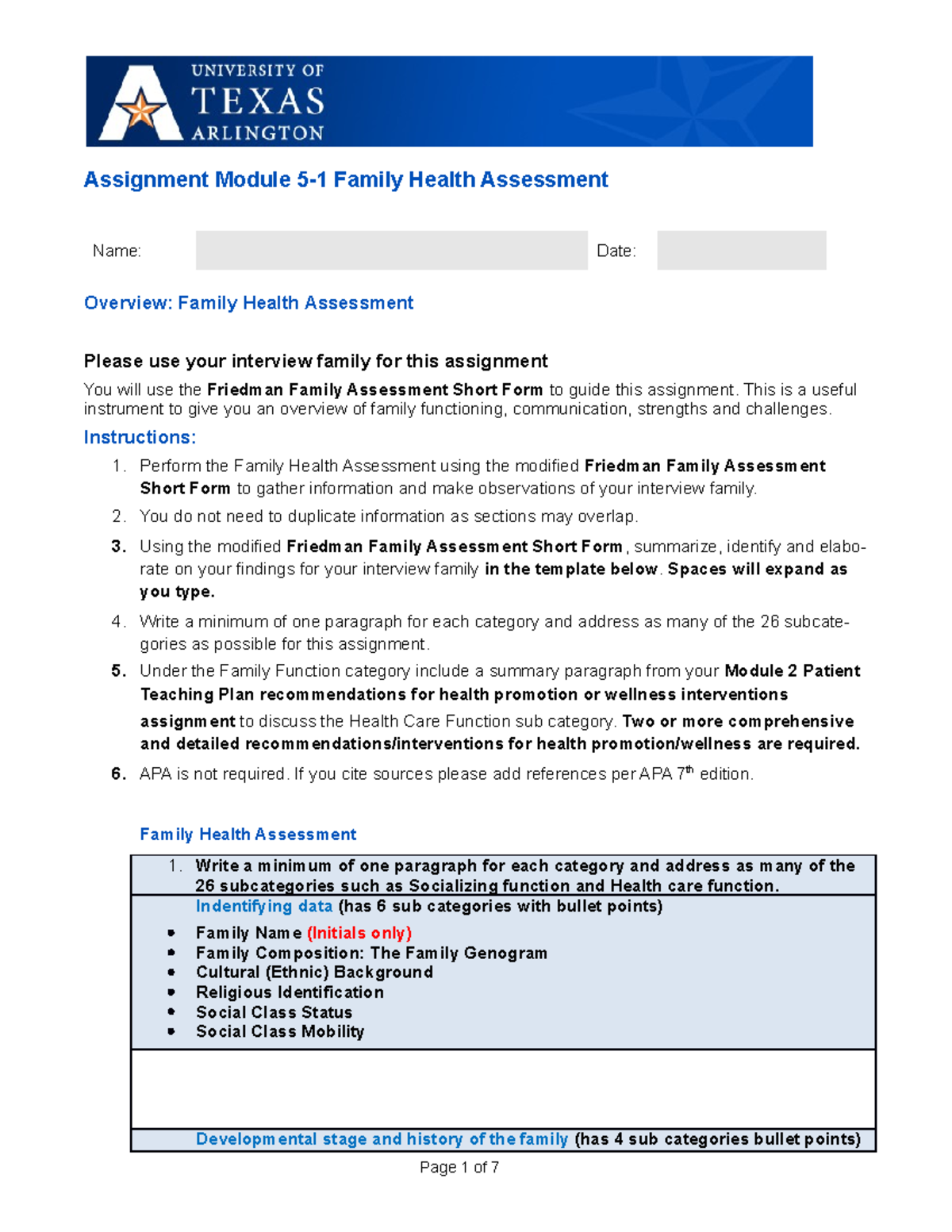 Module 5 Assignment 5 - analysis - Assignment Module 5-1 Family Health ...