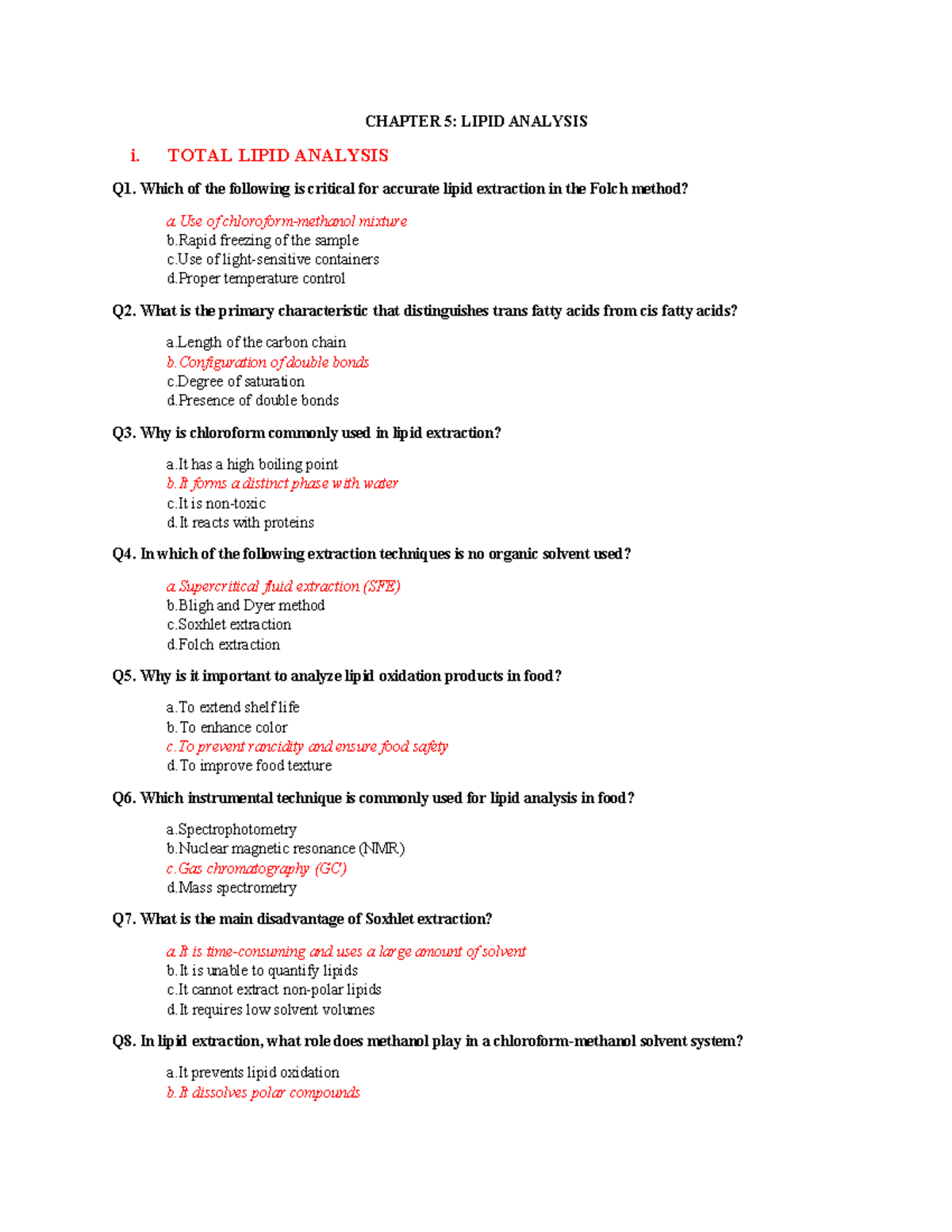 CHAPTER 5: LIPID ANALYSIS - Key Concepts and Extraction Techniques ...