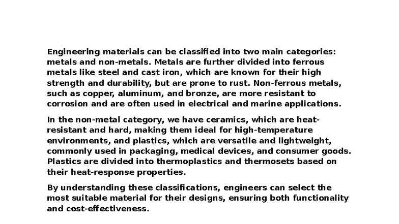 Wru4 - Engineering Materials Classification Overview - Studocu