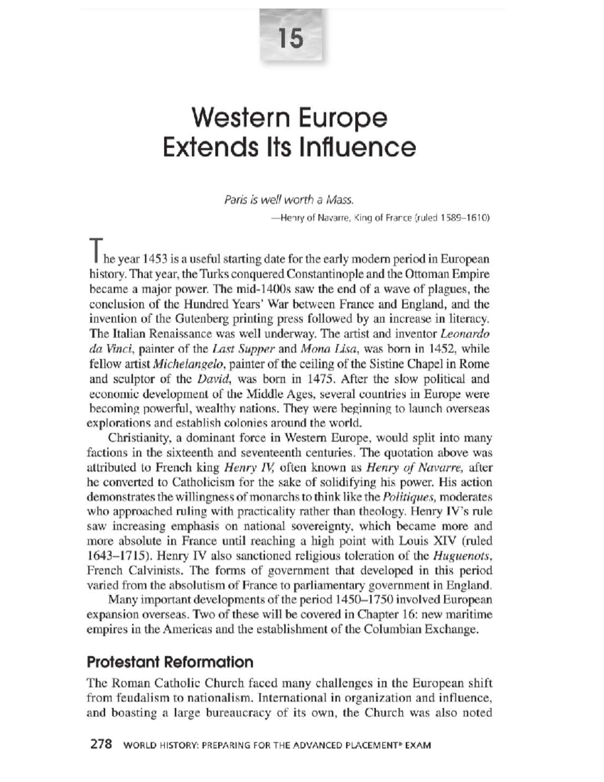 Ch 15: Western Europe Extends Its Influence in the Early Modern Era ...