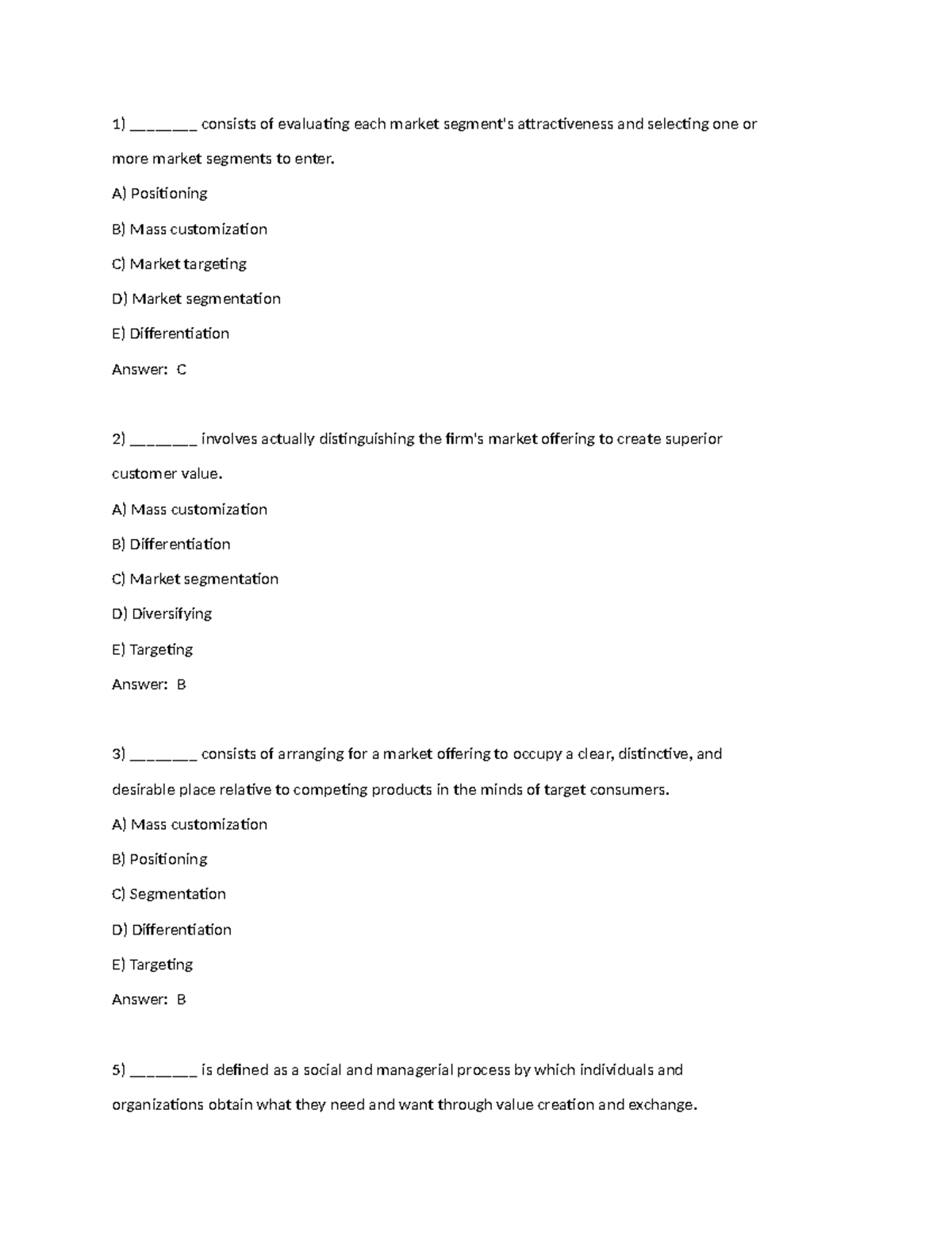 Marketing Concepts MCQs for Course Code: MKT101 - Studocu