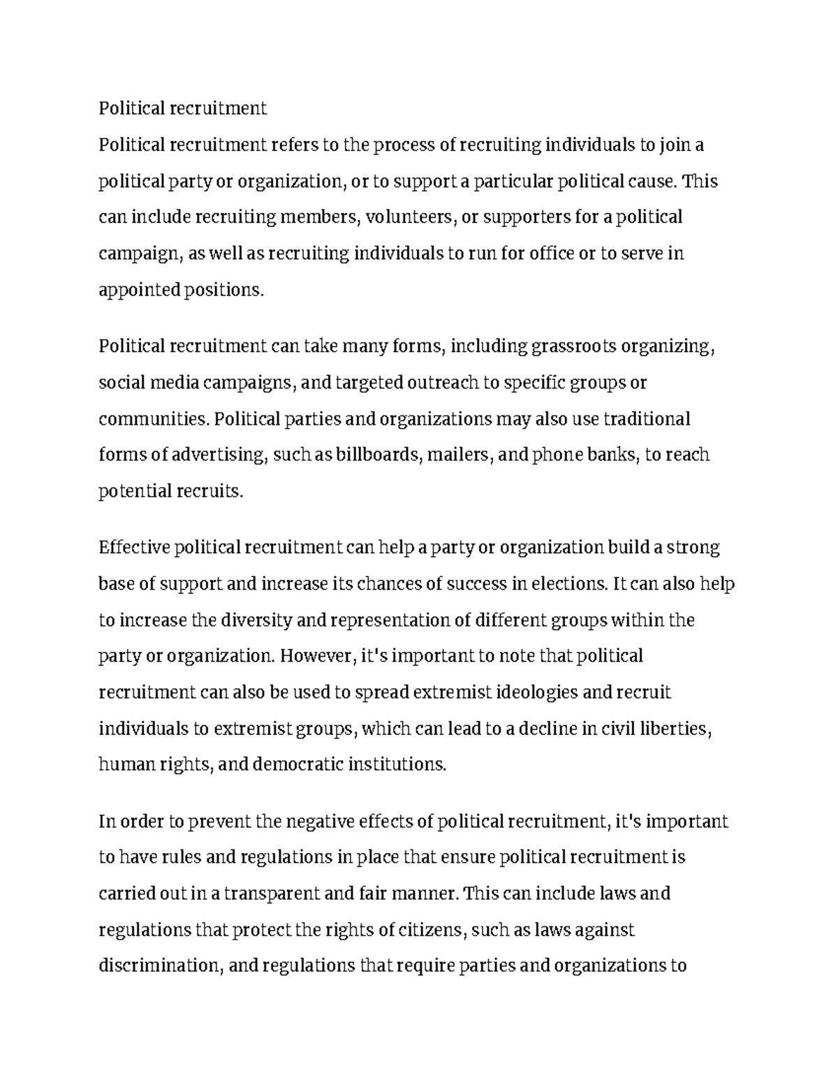Political Science (PS101): Insights on Political Recruitment Process ...