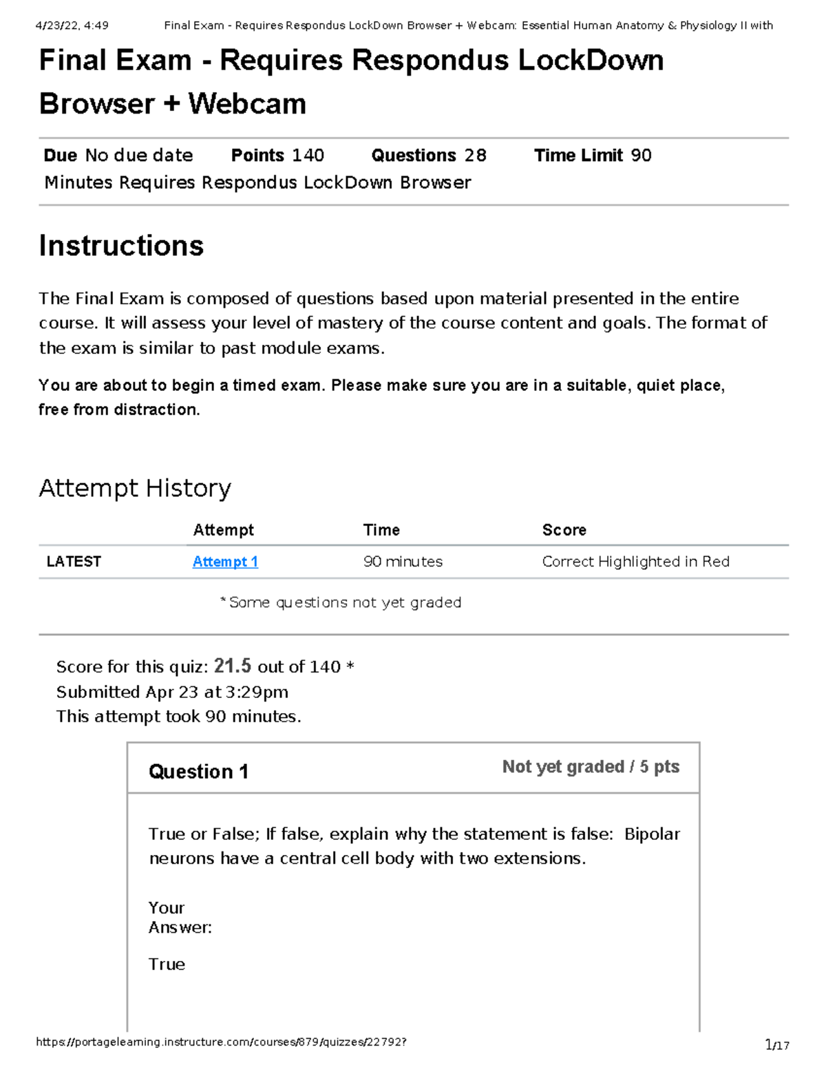 BIOD 152 Final Exam: Essential Human Anatomy & Physiology II - Studocu