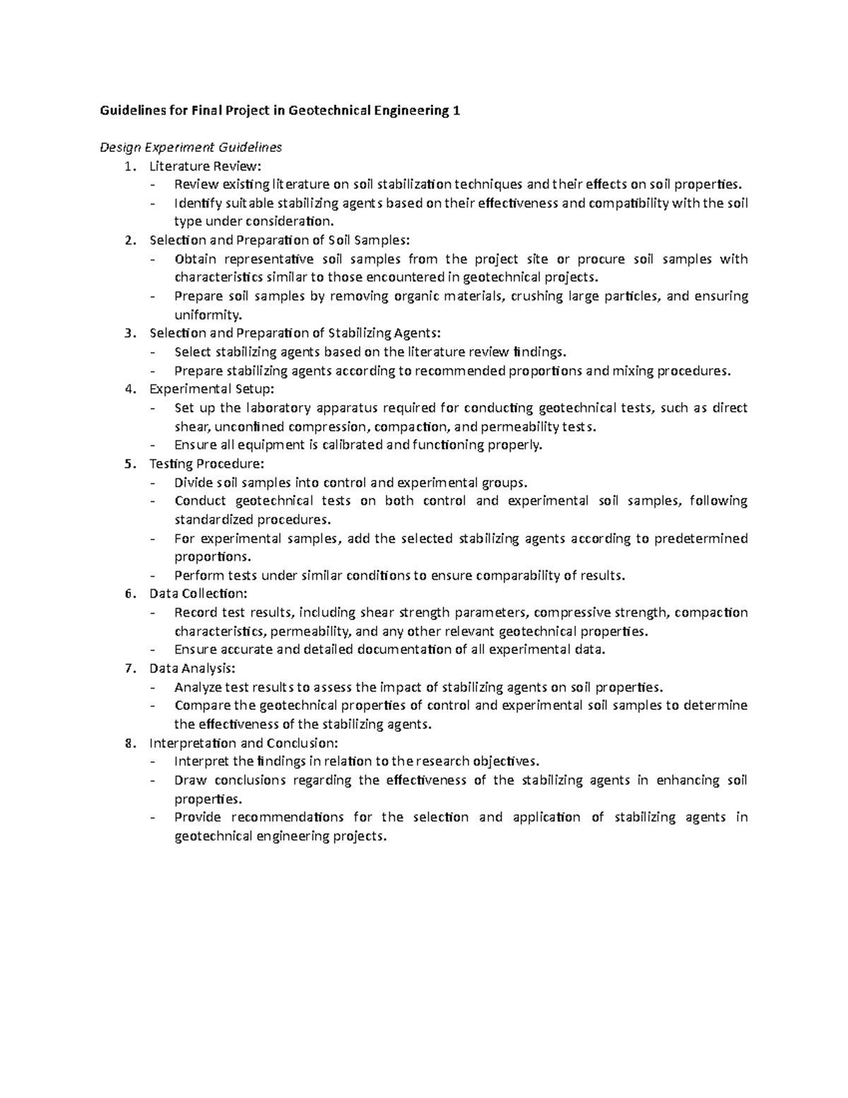 CE 304 Final Project - Guidelines for Final Project in Geotechnical ...