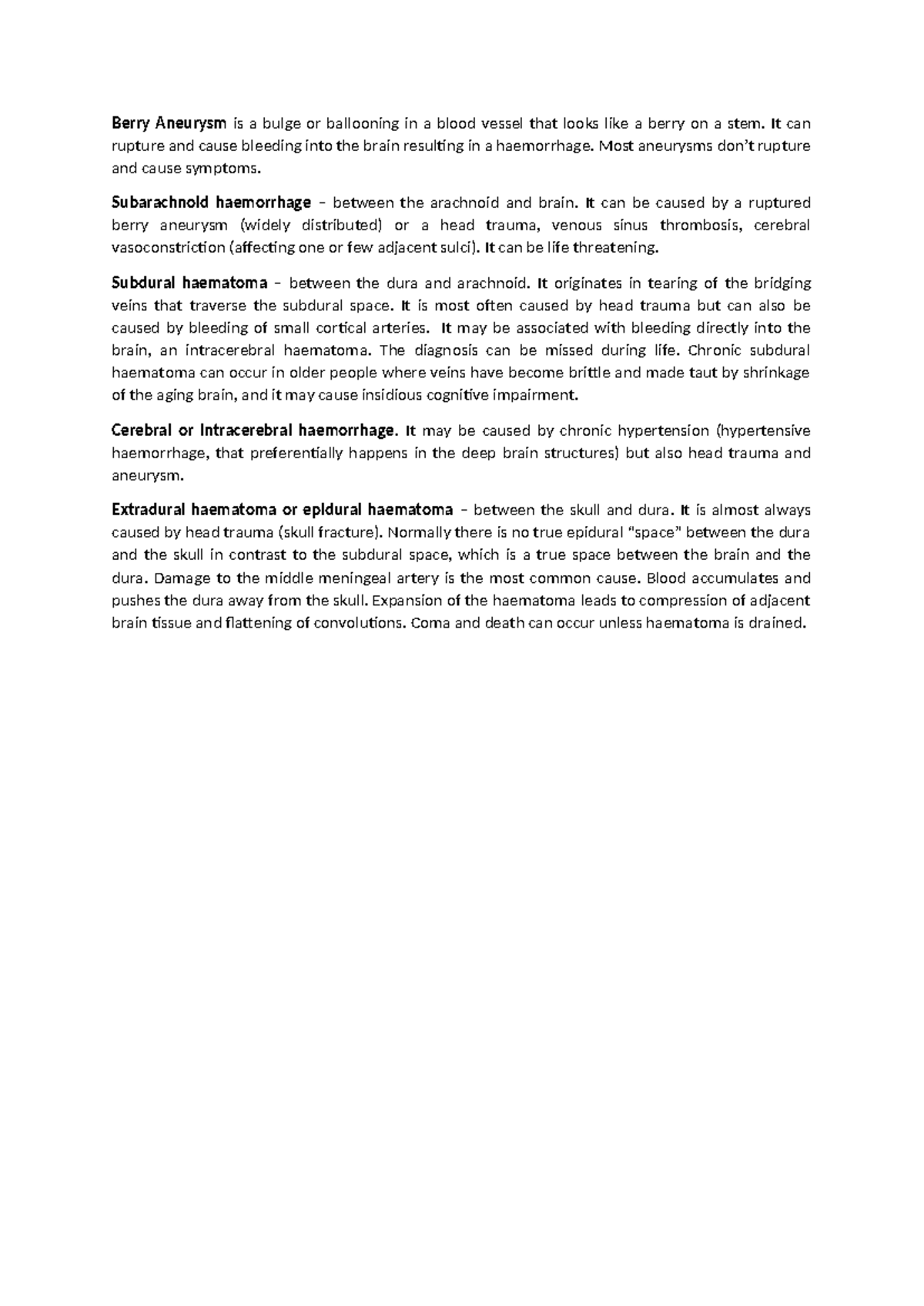 Pathology Notes Prac 1: Understanding Berry Aneurysms and Haemorrhages ...