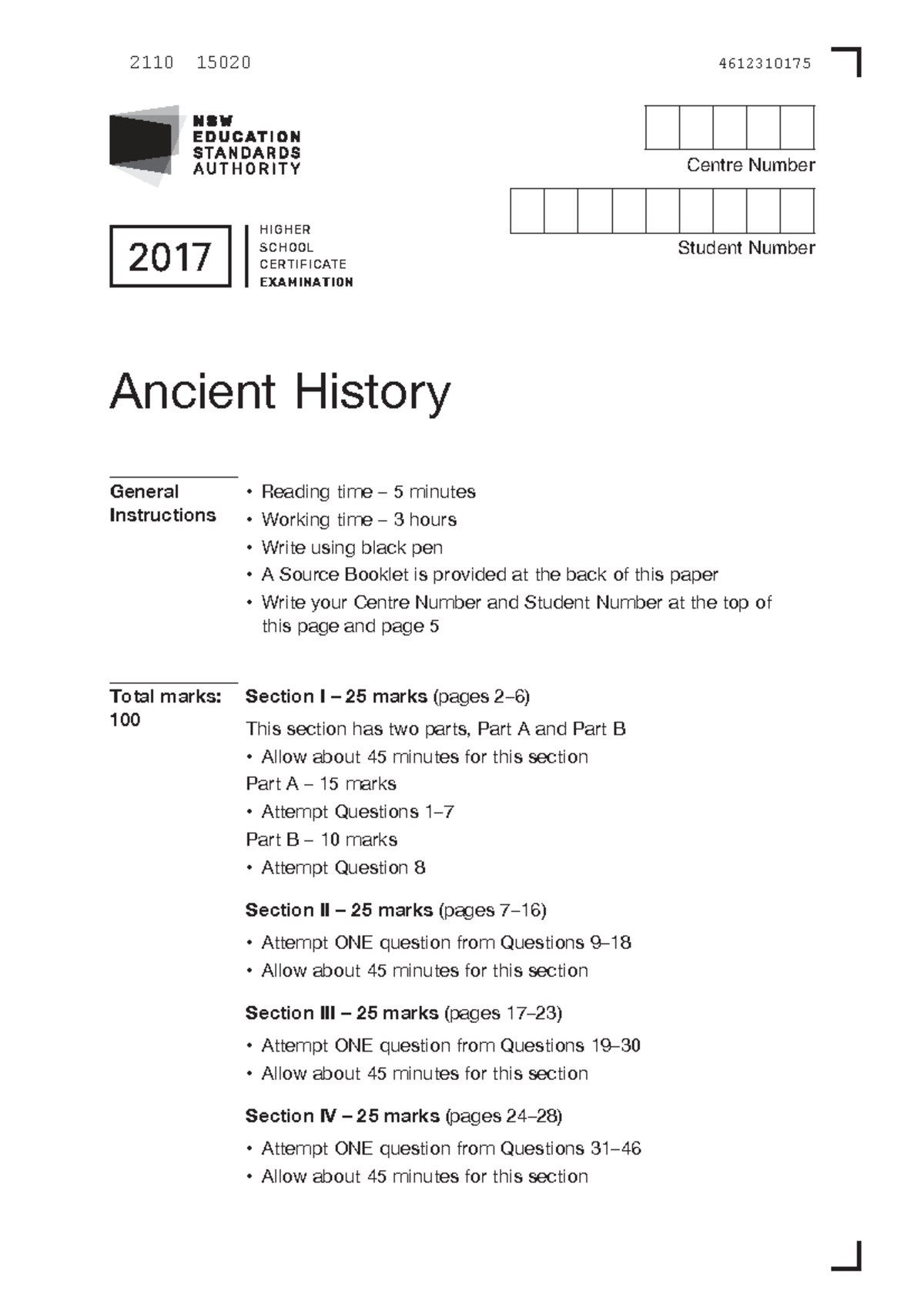 2017 HSC Ancient History Exam: Comprehensive Study Guide - Studocu
