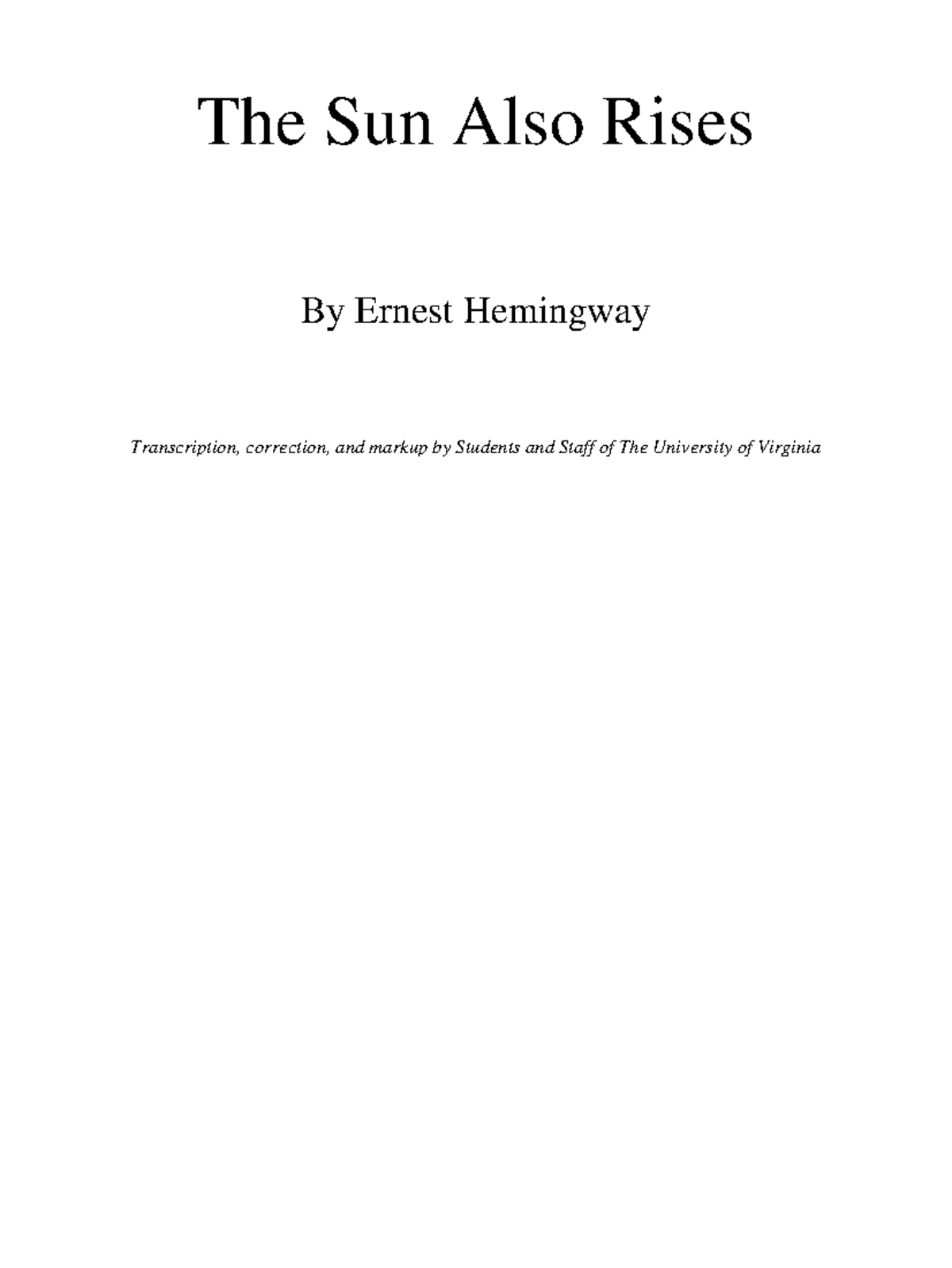 Hemingway's The Sun Also Rises: Themes and Analysis Notes - Studocu