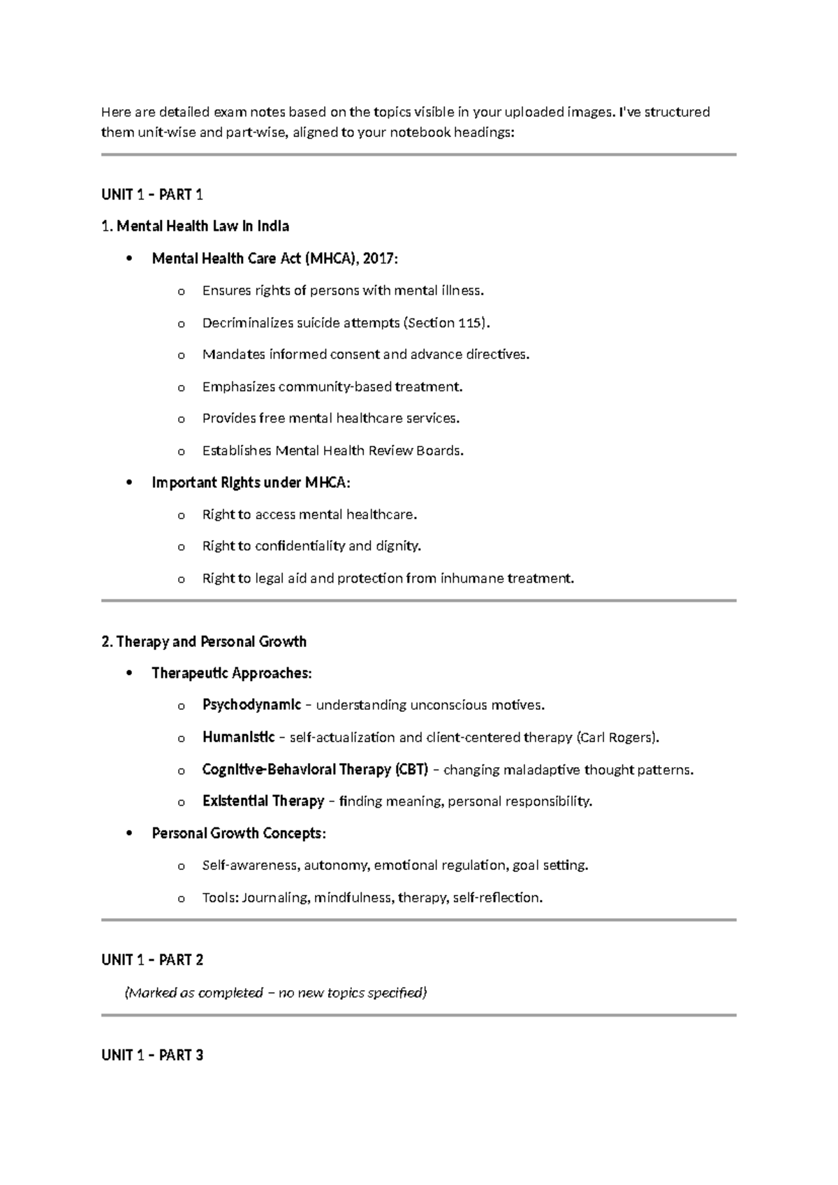 Clinical Psychology CP 101: Comprehensive Notes on Units 1 & 2 - Studocu