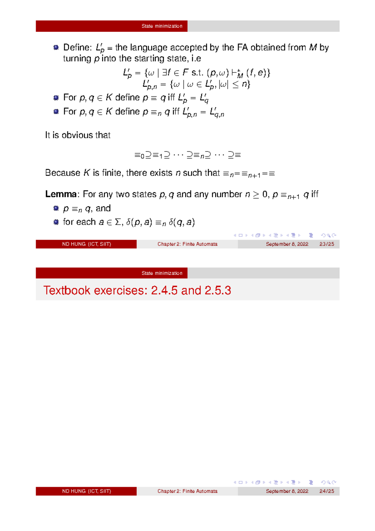 State Minimization in Finite Automata (ICT, SIIT) - Chapter 2 - Studocu