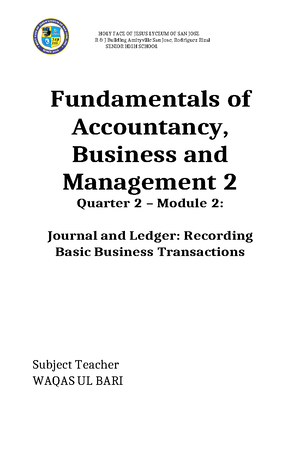 FABM2-Module 4: Basic Documents & Transactions for Bank Deposits - Studocu