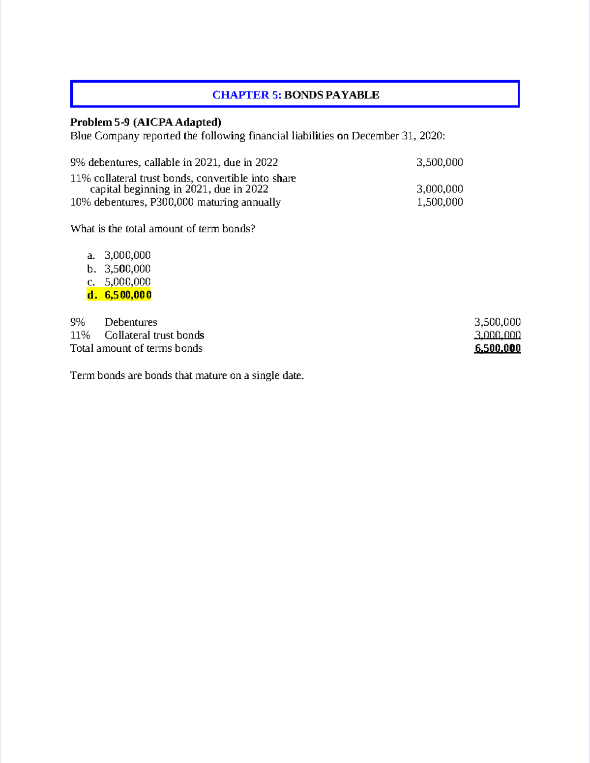 CHAPTER 5: BONDS PAYABLE Problems and Solutions (AICPA Adapted) - Studocu