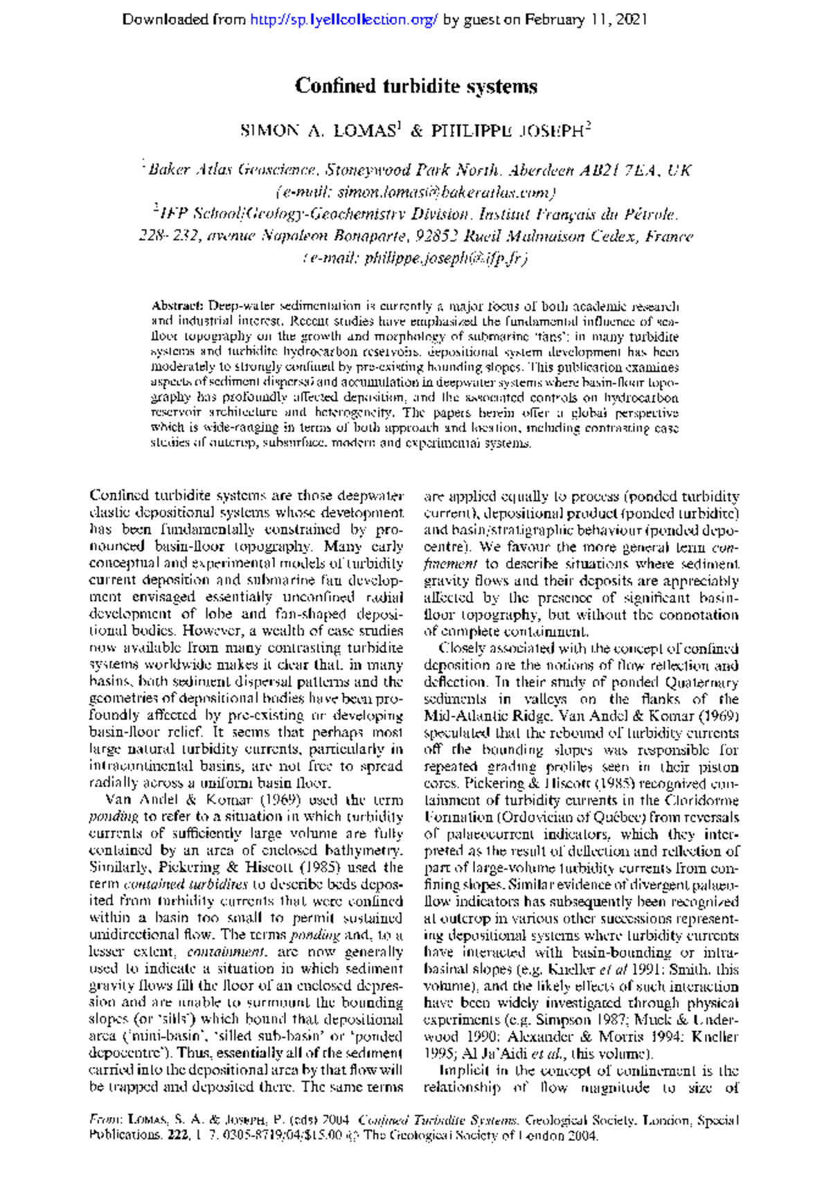 Confined Turbidite Systems: Insights on Deep-Water Sedimentation and ...