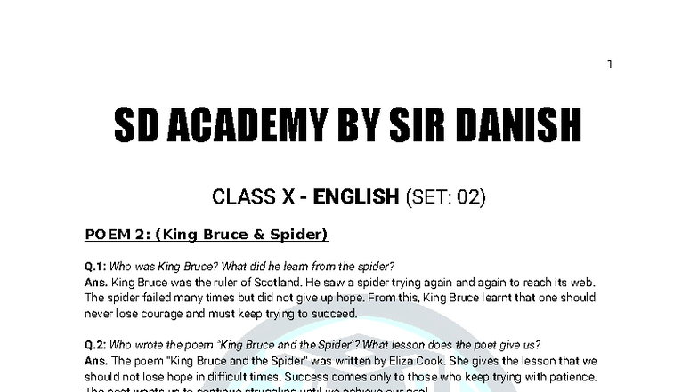 Class 10 English (Set: 02) - Poem & Social Media Notes - Studocu