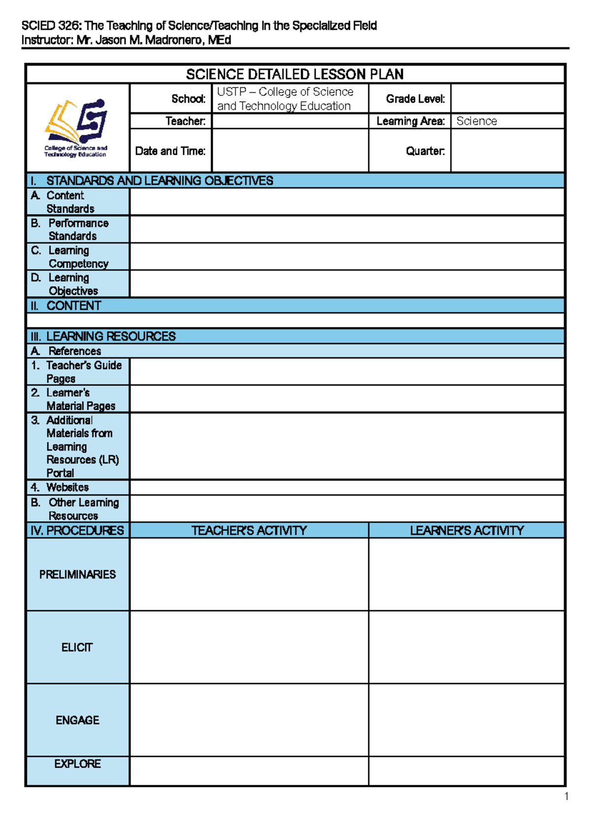 SCIED 326: Science Detailed Lesson Plan Template for Educators - Studocu