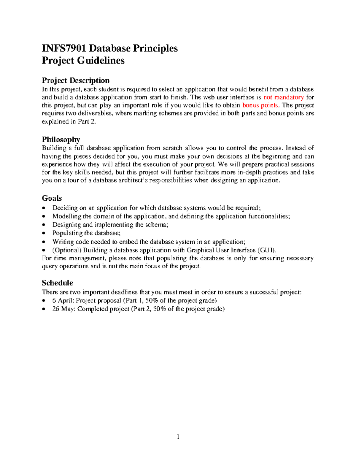INFS7901 Database Principles Project Guidelines & Requirements 2023 ...