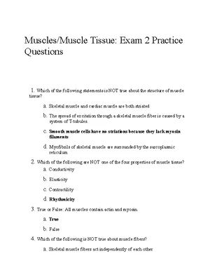 Muscle Tissue Exam 2 Practice Questions: Key Concepts & Review - Studocu
