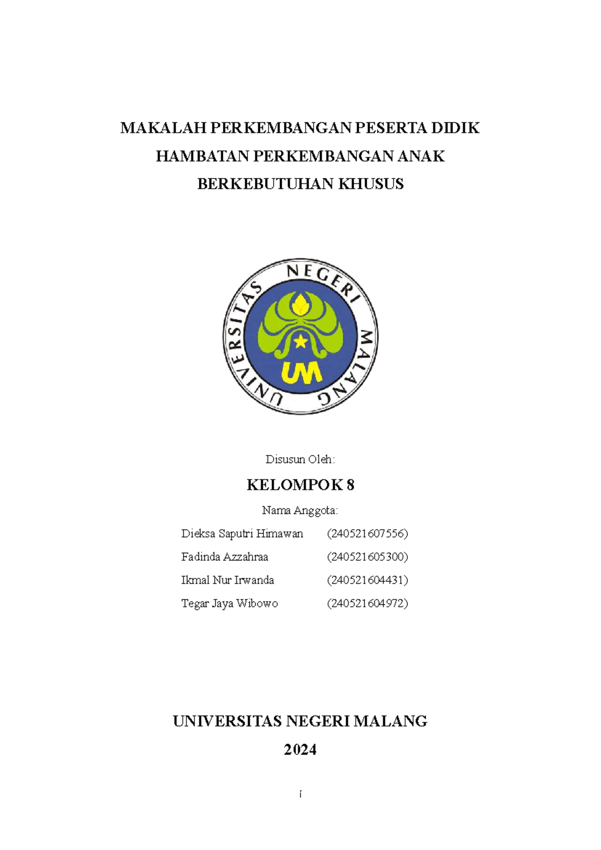 Makalah PPD Kel. 8: Hambatan Perkembangan Anak Berkebutuhan Khusus ...