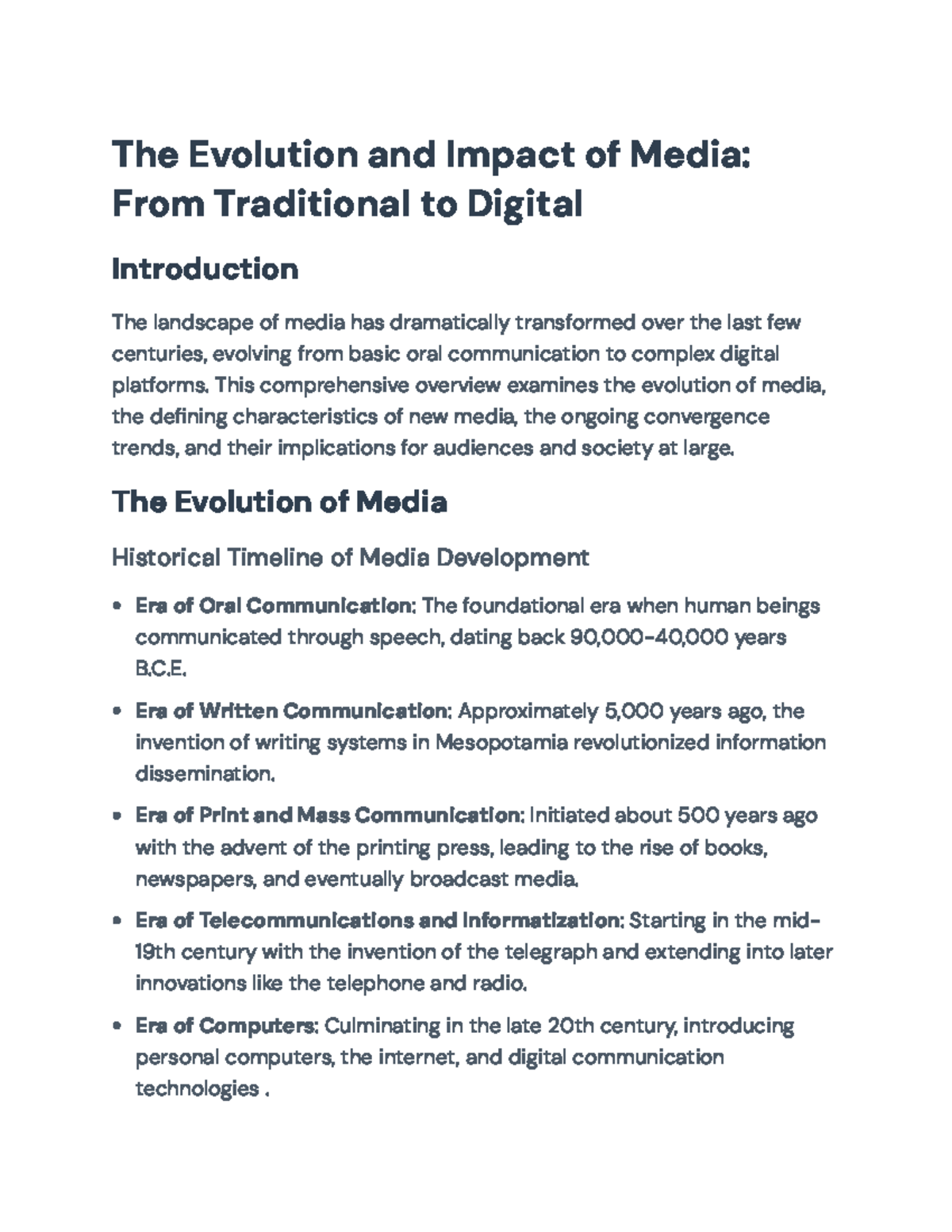 The Evolution and Impact of Media: From Traditional to Digital - The ...